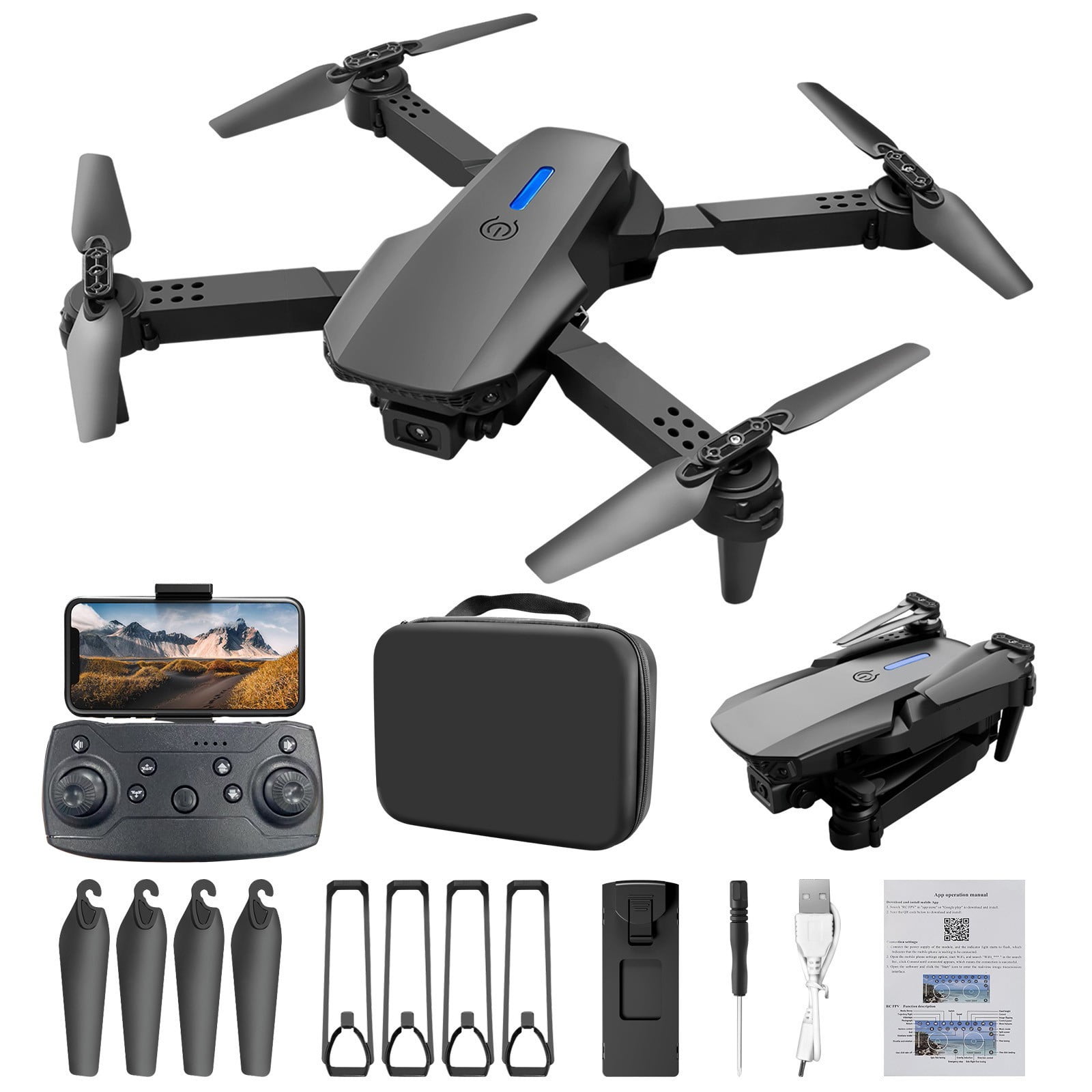 FPV Drone, 1080P Camera Quadcopter, WiFi FPV Transmission, Altitude ...