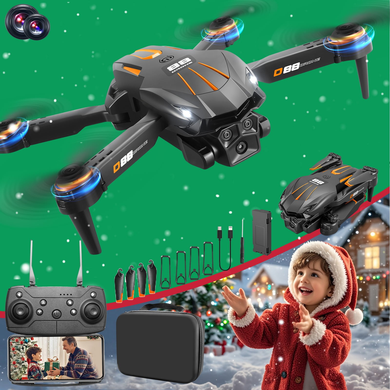 FPV Drone with Camera for Adults 4k, Foldable WiFi Mini RC Drones With ...