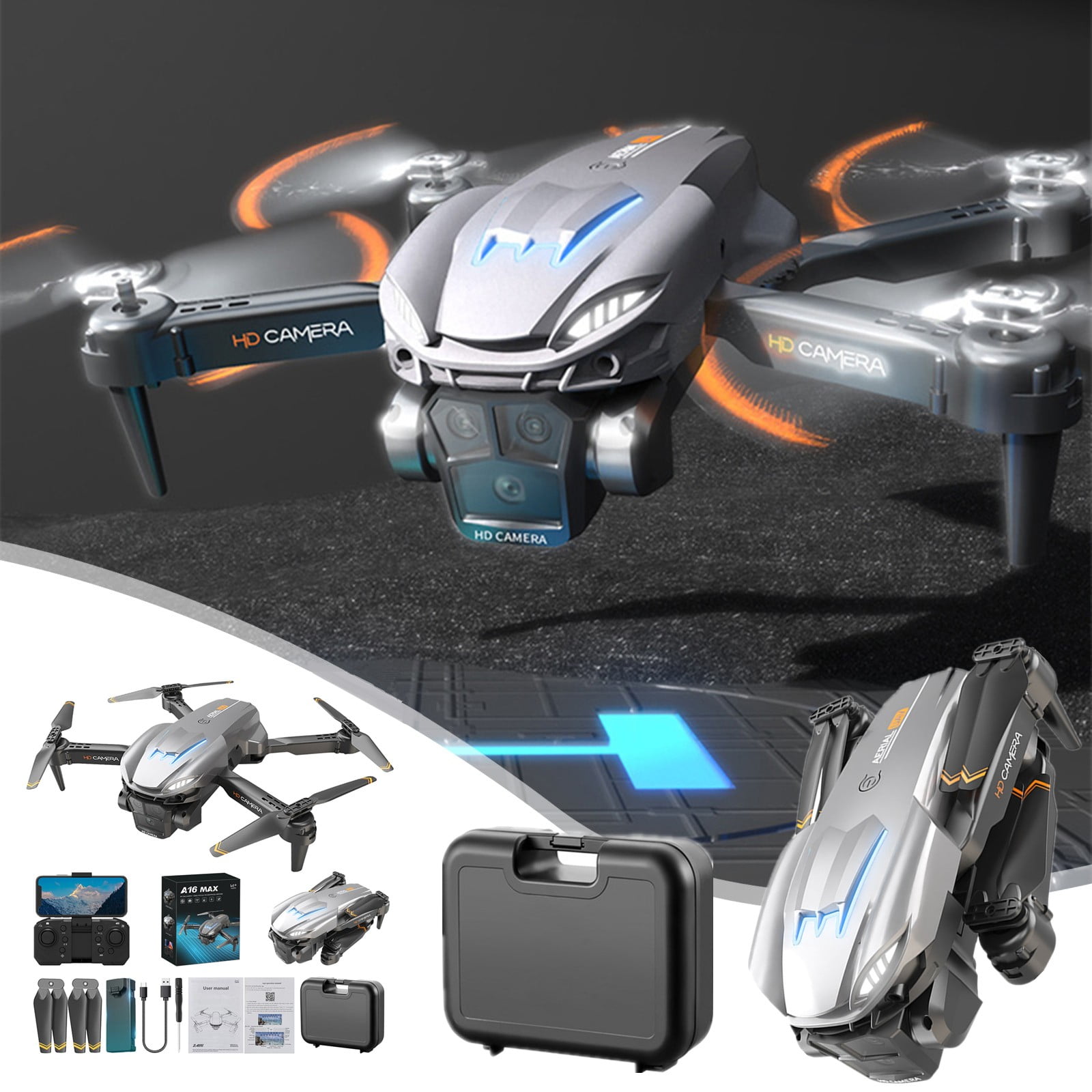 Fpv Drones With 3 Cameras Wind Resistance Headless Mode Gesture Control