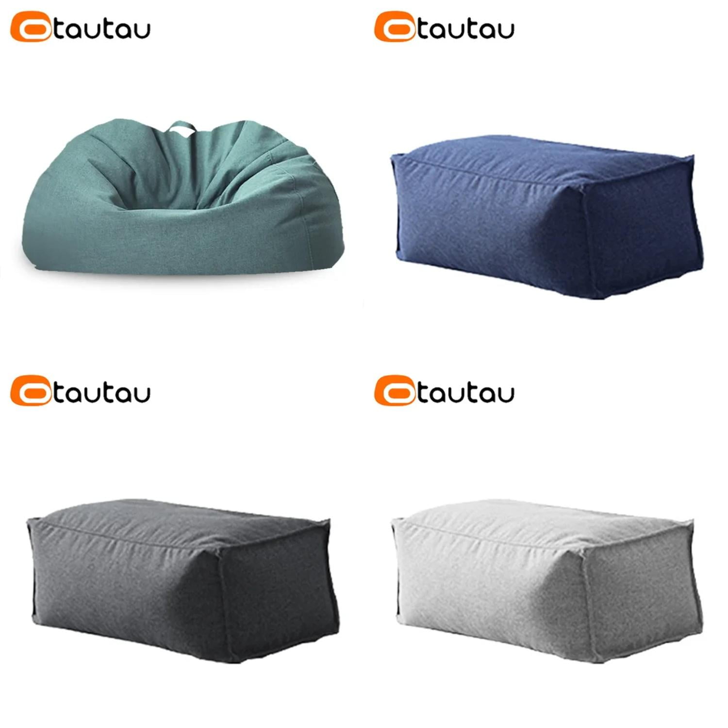 FPWNGL Comfortable Adults Cotton Linen Bean Bag Pouf Cover with Inner ...