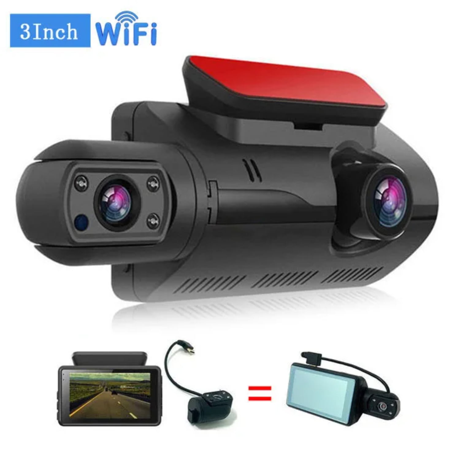 FPWNGL Dual Lens Cam for Cars Black Box HD 1080P Car Video Recorder ...
