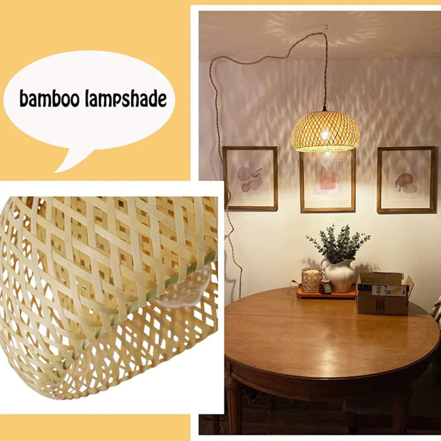 FPWNGL Elegant Exquisite and Beautiful European Style Hand Woven Bamboo Hemp Rope Chandelier ...