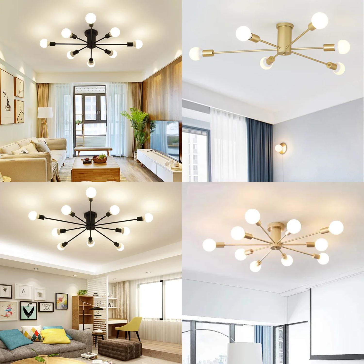 FPWNGL Modern Sputnik Ceiling Chandelier Hanging Lamp Lustre Light ...