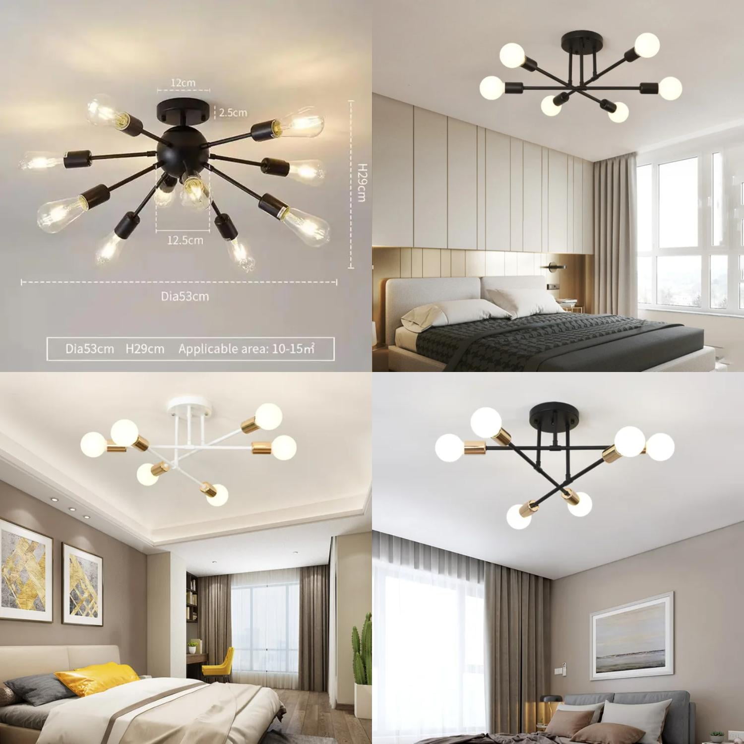 FPWNGL Modern Sputnik Ceiling Chandelier Hanging Lamp Lustre Light ...