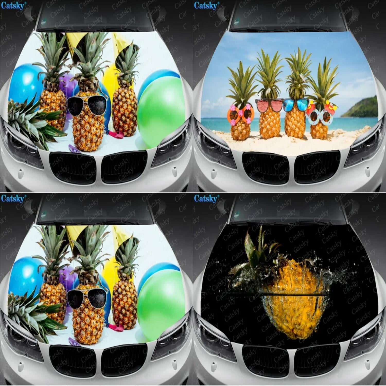 FPWNGL Pineapple Fruit Design Funny Car Hood Vinyl Stickers Wrap Vinyl ...