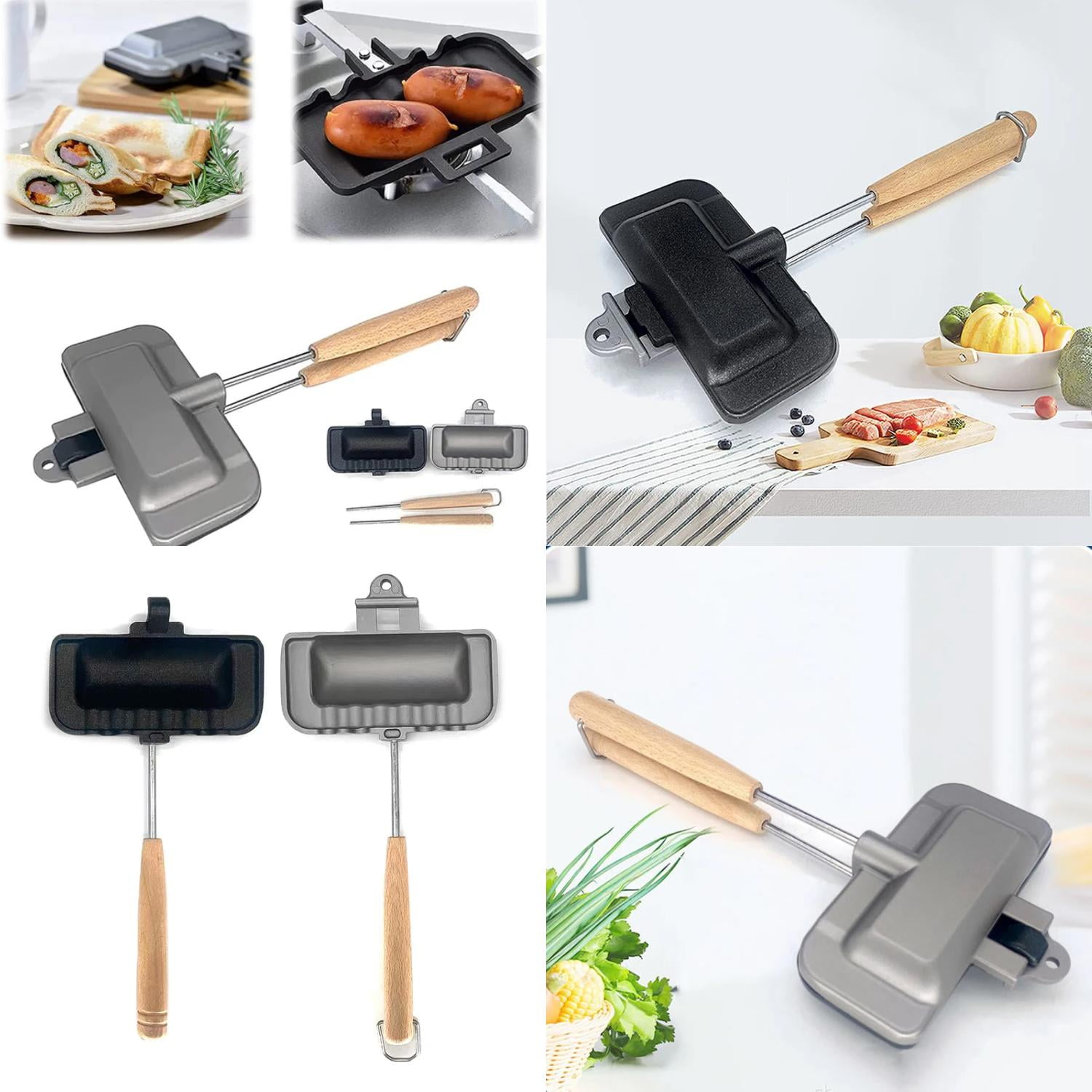 FPWNGL Portable Foldable Double-Sided Non-Stick Sandwich Pan for ...