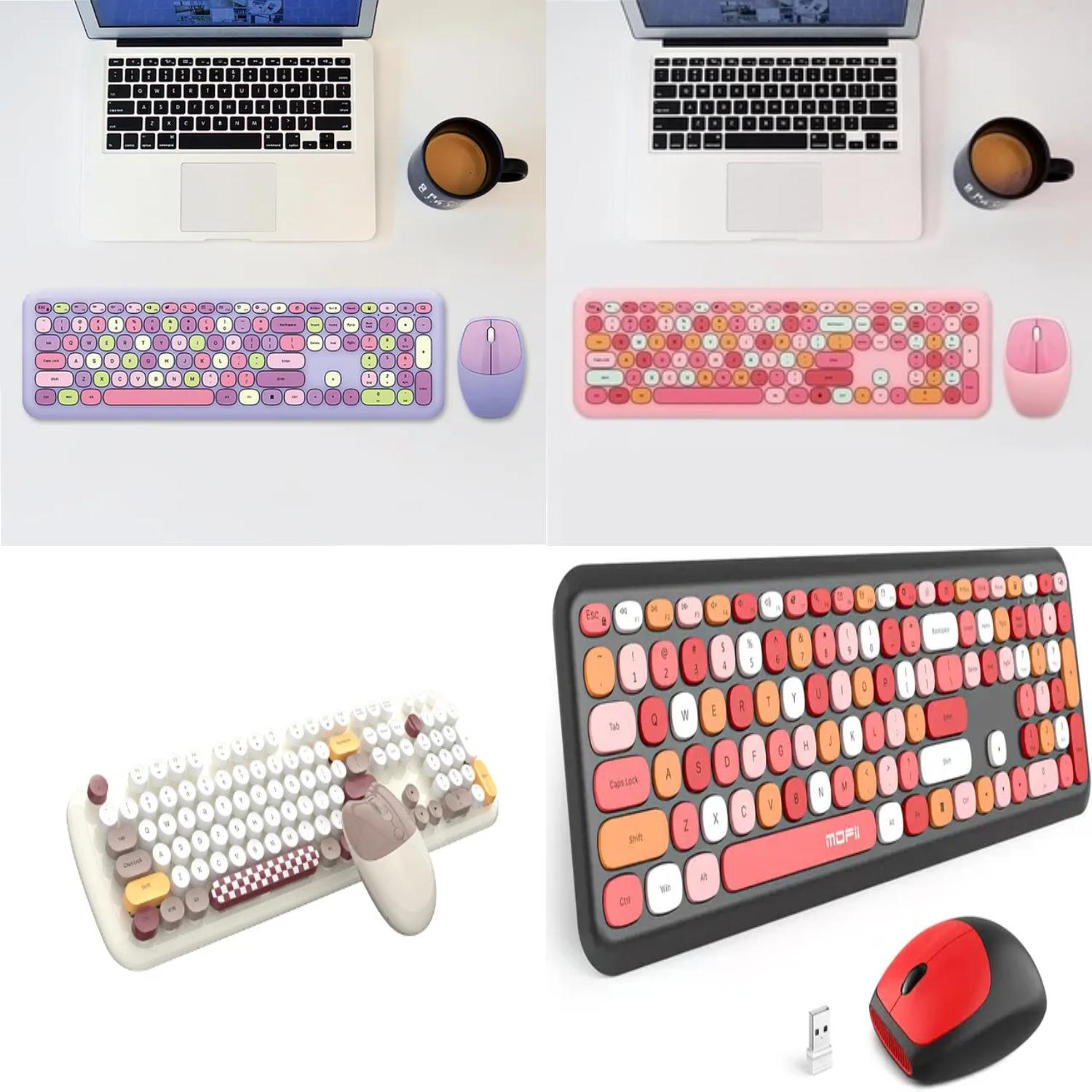 Fpwngl Wireless Keyboard And Mouse Combo 2 4g Full Size Retro Typewriter Computer Keyboard For