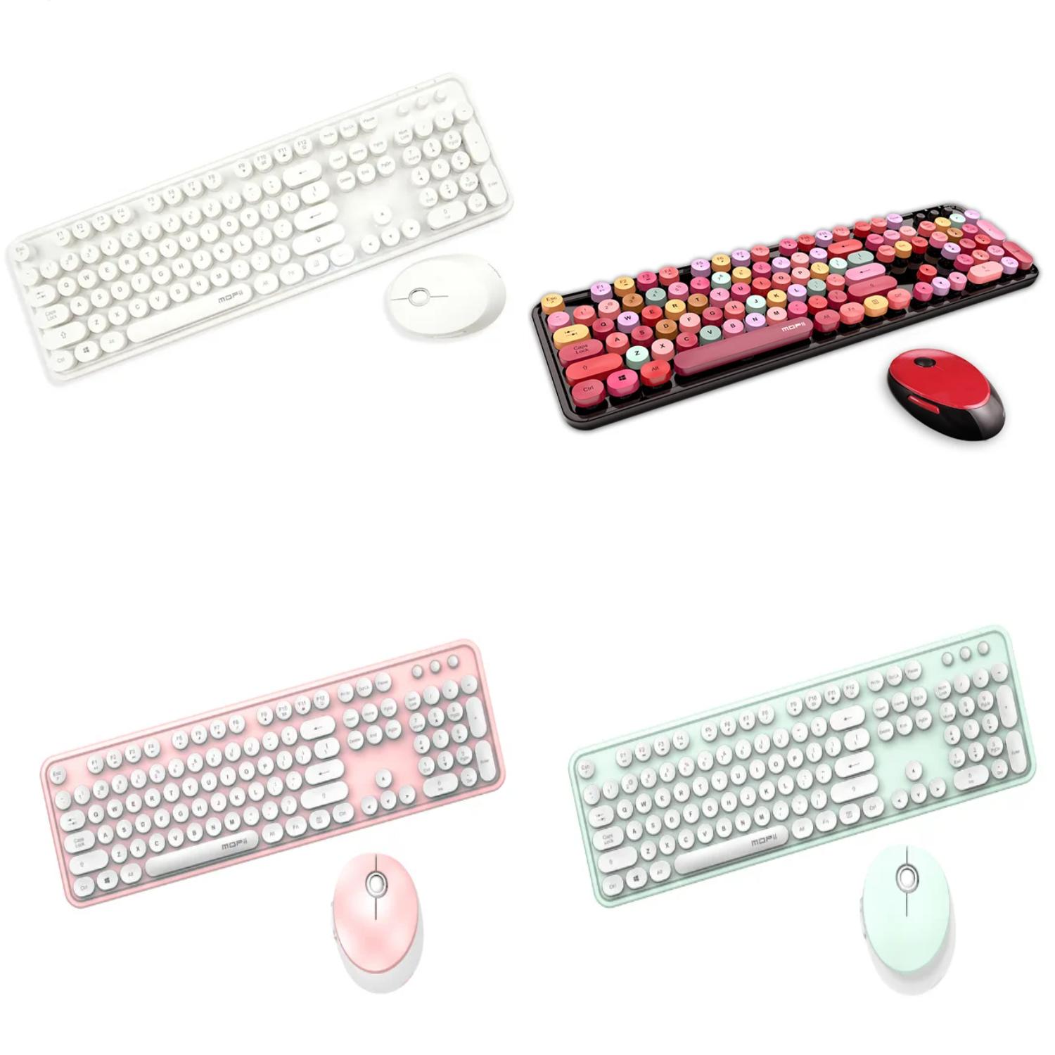 Fpwngl Wireless Keyboard And Mouse Combo 2 4g Full Size Retro Typewriter Computer Keyboard For