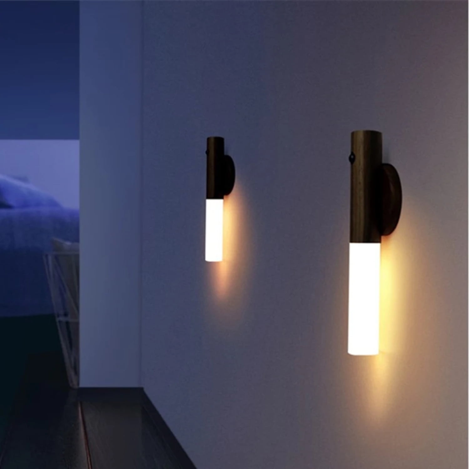 FPWNGL Wireless Motion Sensor LED Wood Stick Night Light for Corridor ...