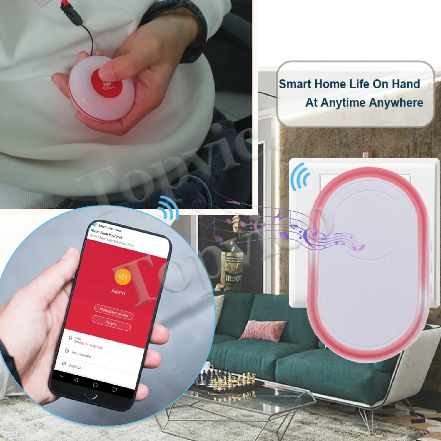 FPWNGL Wireless Smart WiFi Panic Button for Elderly with Alexa ...