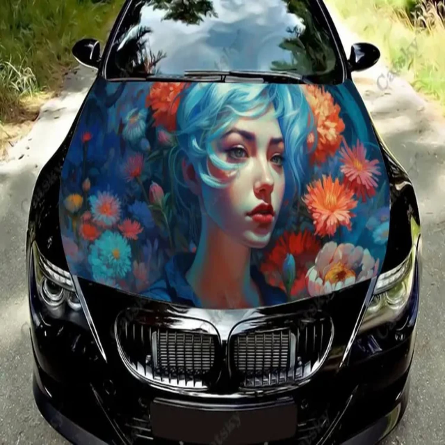 FPWNGL Woman Car Hood Vinyl Stickers Wrap Film Decals Engine Cover Auto ...