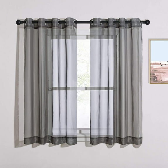 FQAZFJ-45 Inch Sheer Curtains - Grommet Top Window Treatment Voile ...