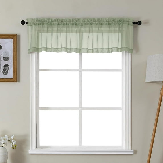FQAZFJ-Sage Green Valances for Windows, Small Light Filtering Rod ...
