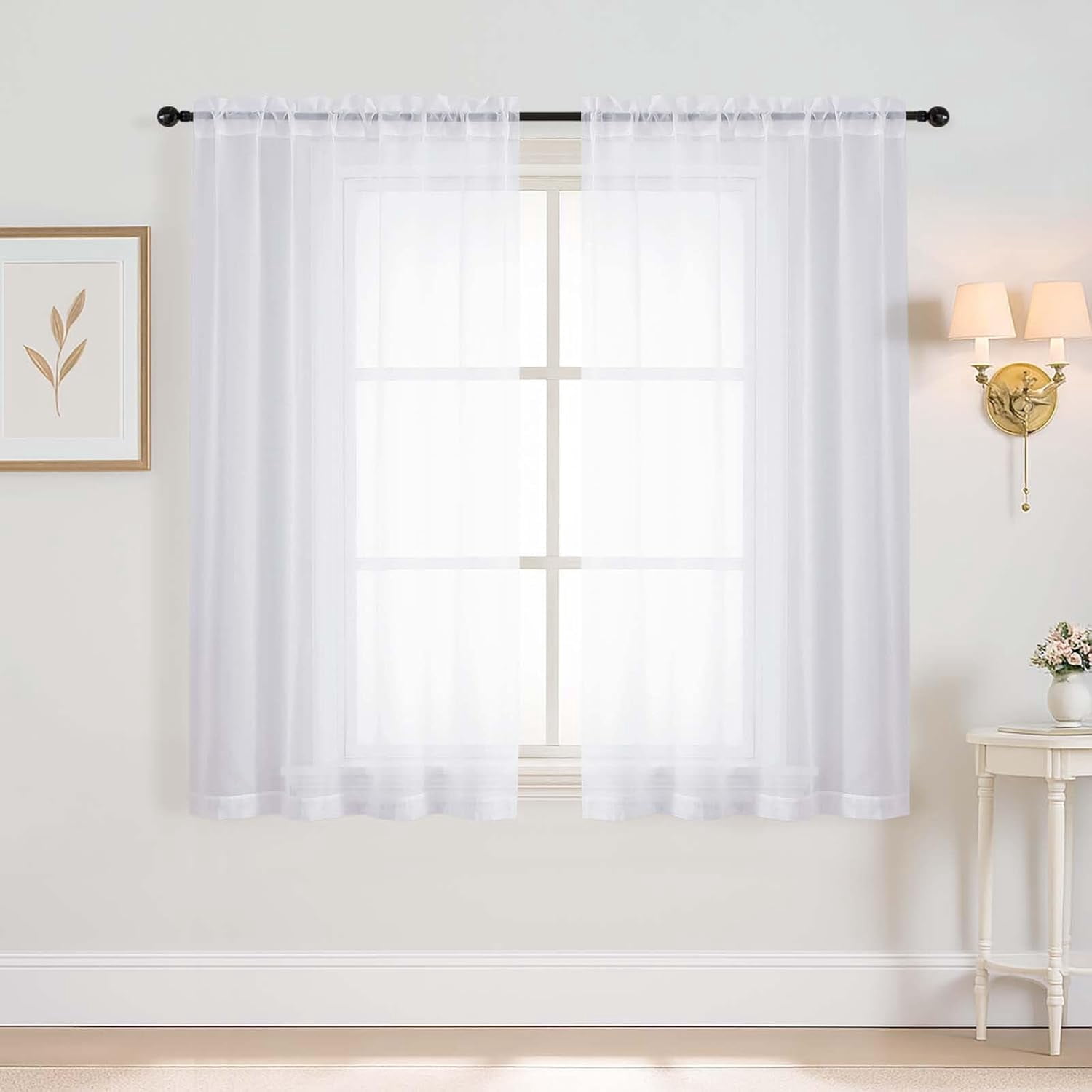 FQAZFJ-White Window Sheer Curtains 54 inch Length, Soft Airy Light ...