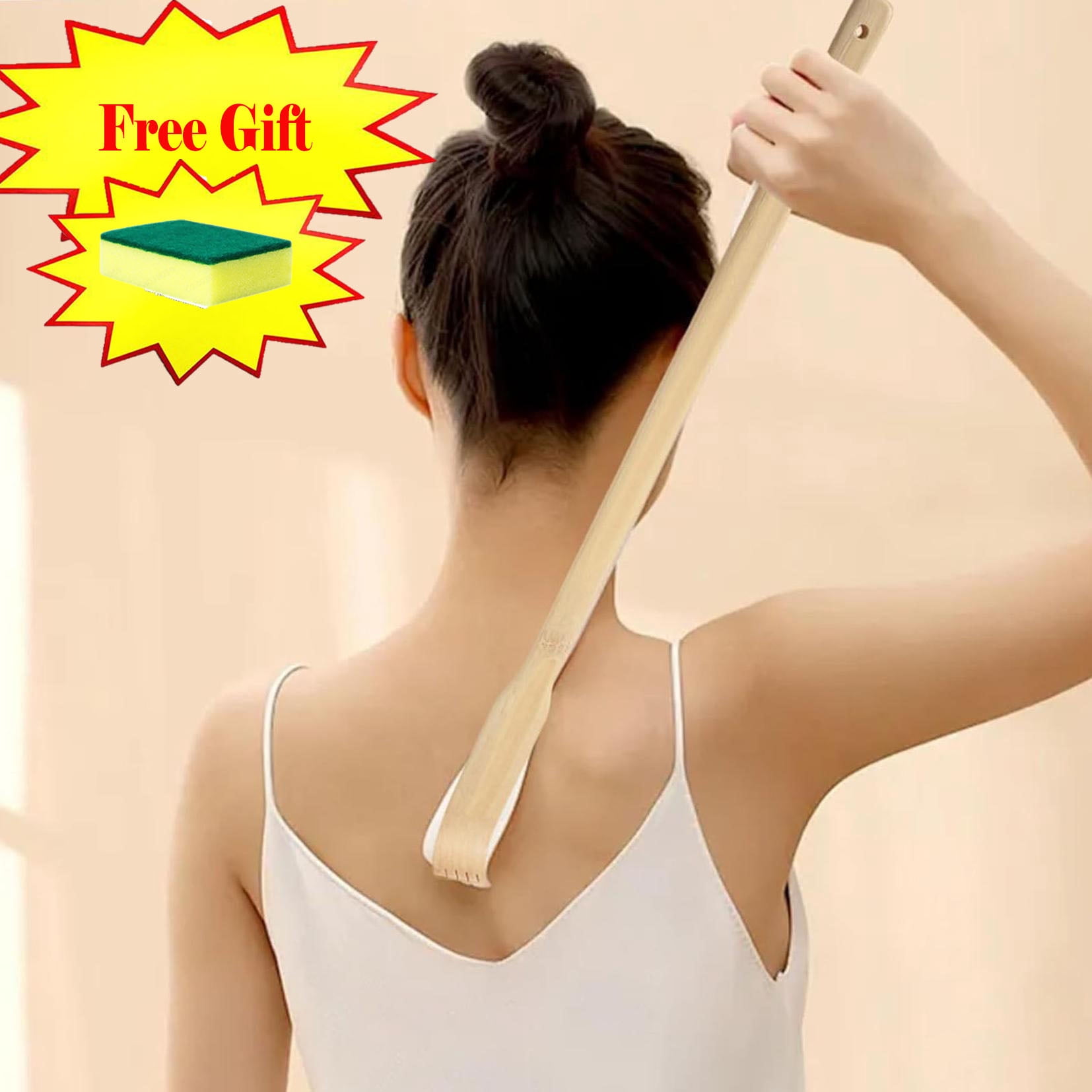 FQNRM Bamboo Back Scratcher Tool - 16.5Inch Itch Relief Stick Hanging ...