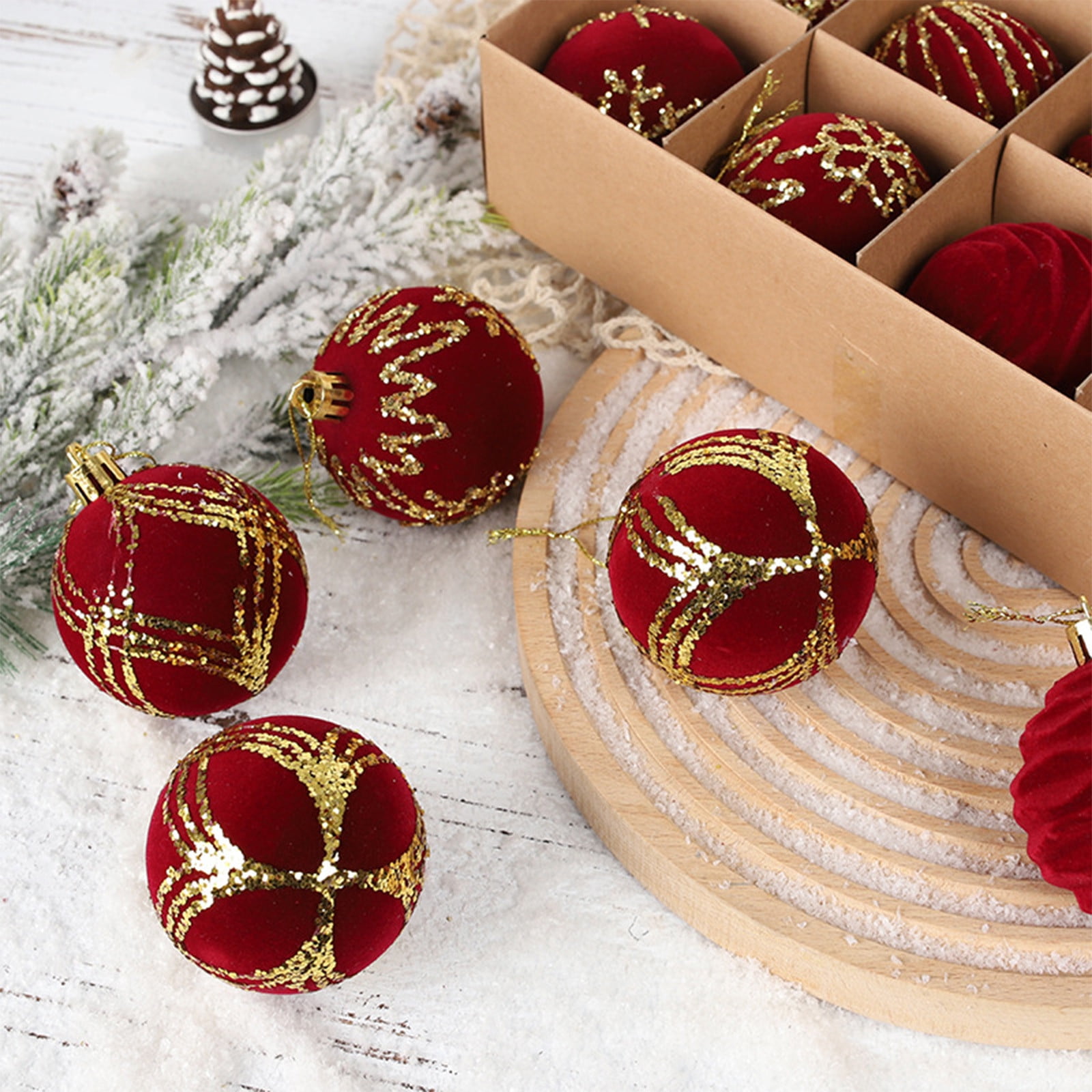 FQNRM Christmas Hand-Painted Flocked Ornaments - Mall-Window Quality ...