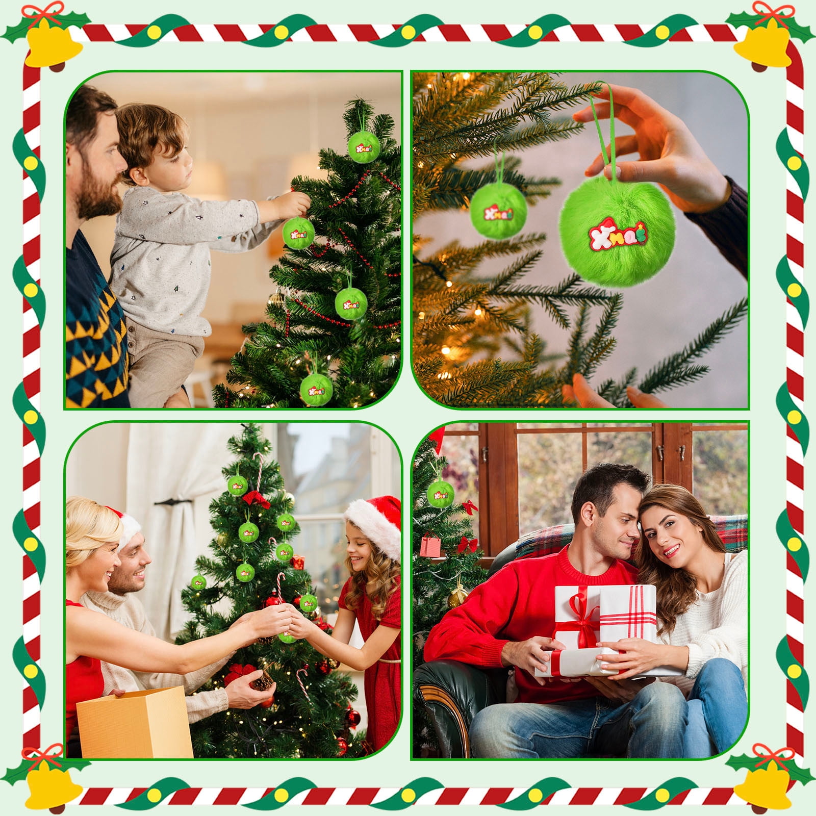 FQNRM Christmas Tactile Party Decor Ornaments - Furry Surface Accents ...