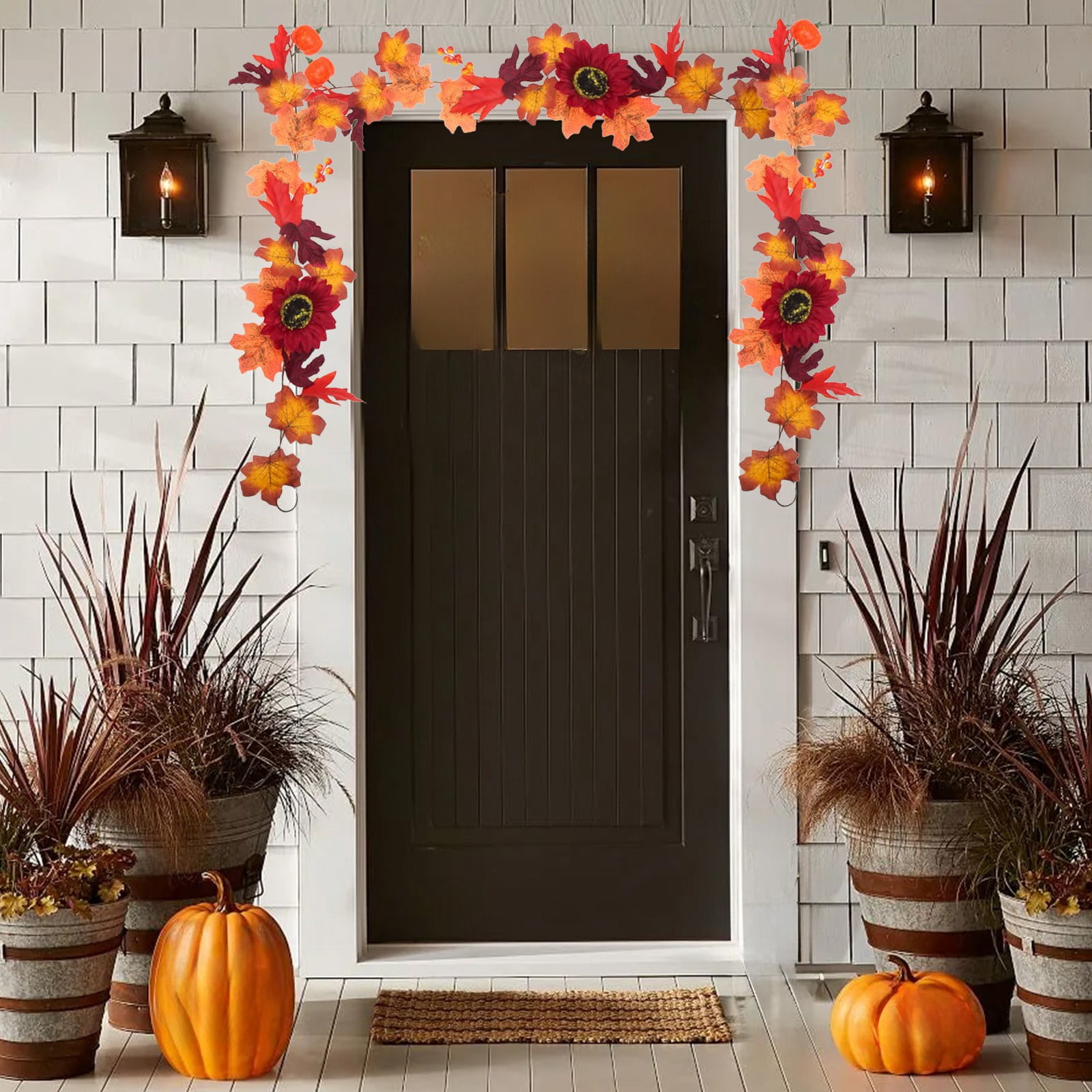 FQNRM Halloween Fake Maple Leaf Vines - Artificial Autumn Greenery for ...