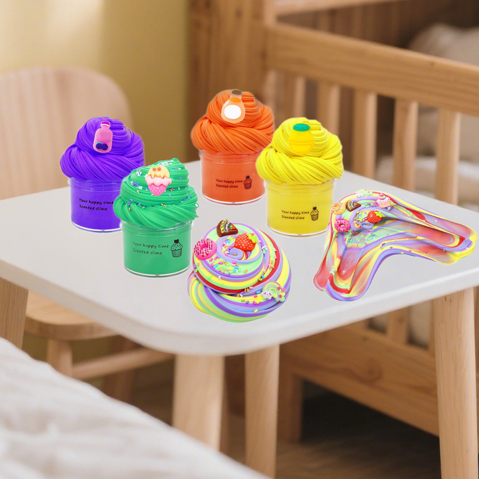 FQNRM Upgraded 50ml Furry Cloud Butters Slimes Clays Toy Non Settling With Accessories DIY ...