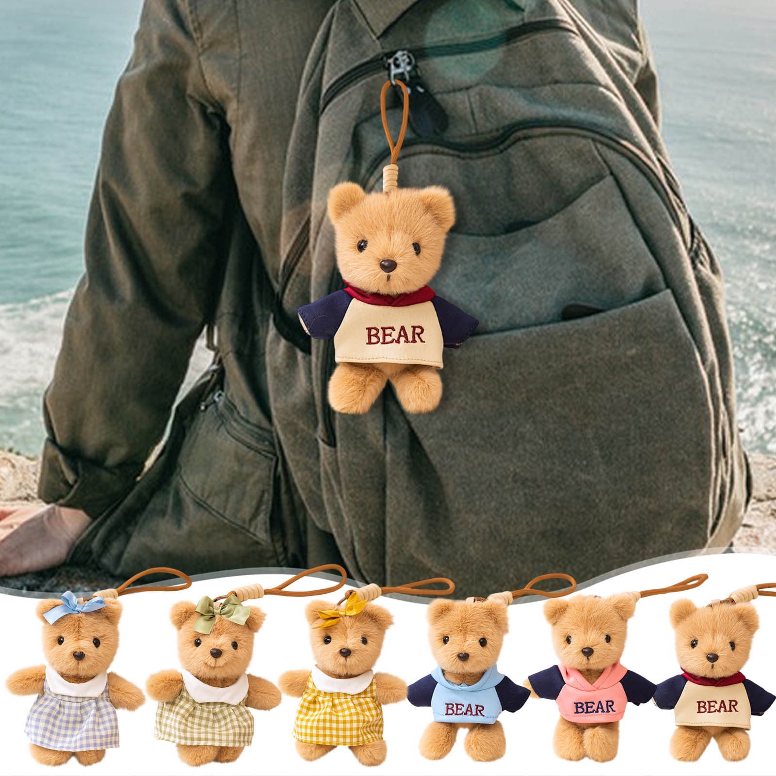 FQNRM Upgraded Bear Doll Pendant Cute Plushs Toy Bear Keychain Girl Bag ...