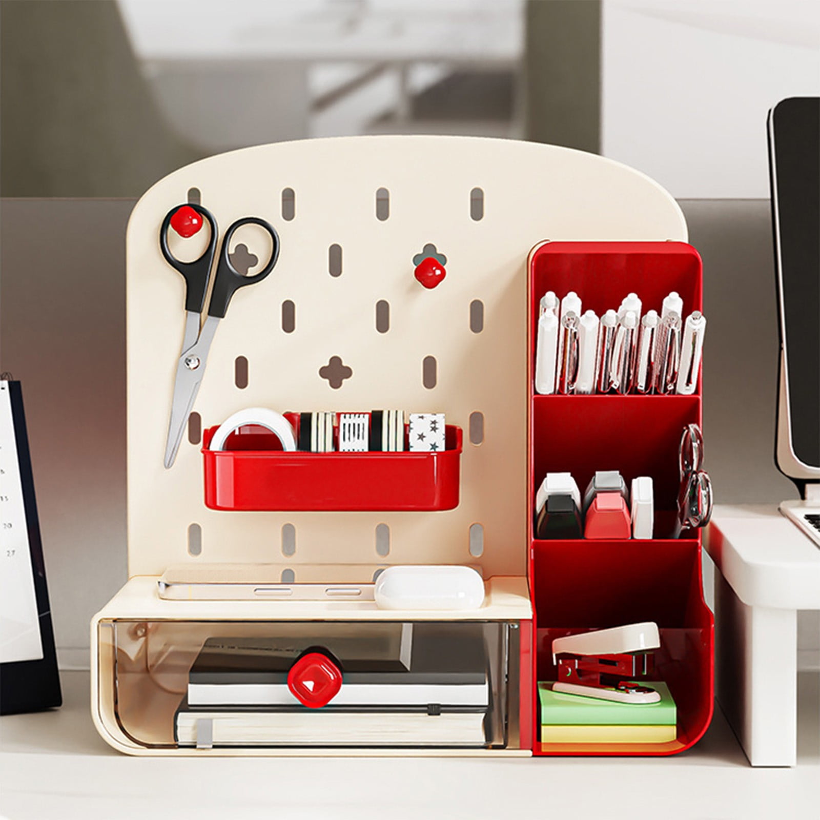 FQNRM Upgraded Desktop Storage Rack With Drawers Desk Storage Rack ...