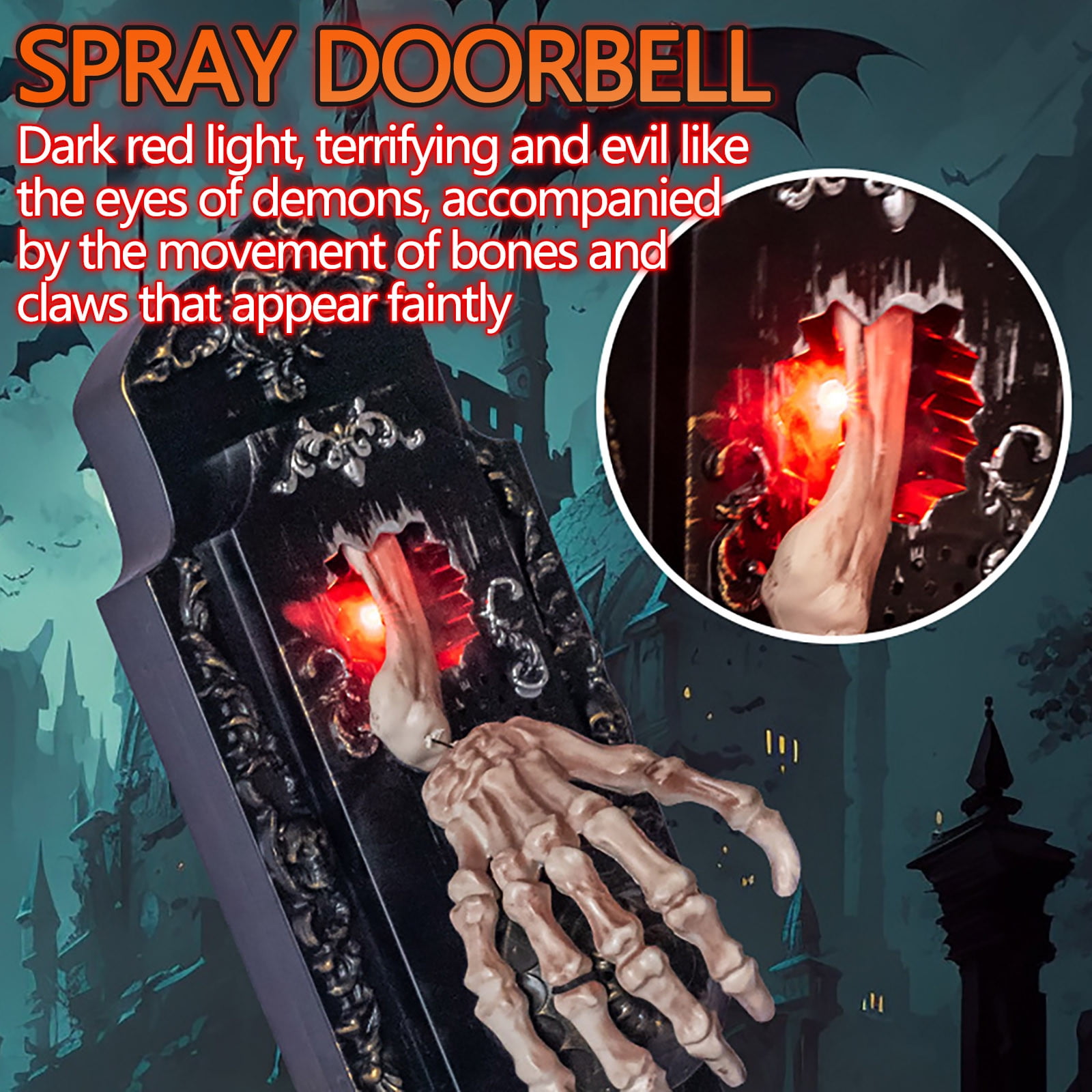 FQNRM Upgraded Halloween Decorative Doorbell Automatic Sensor Doorbell ...