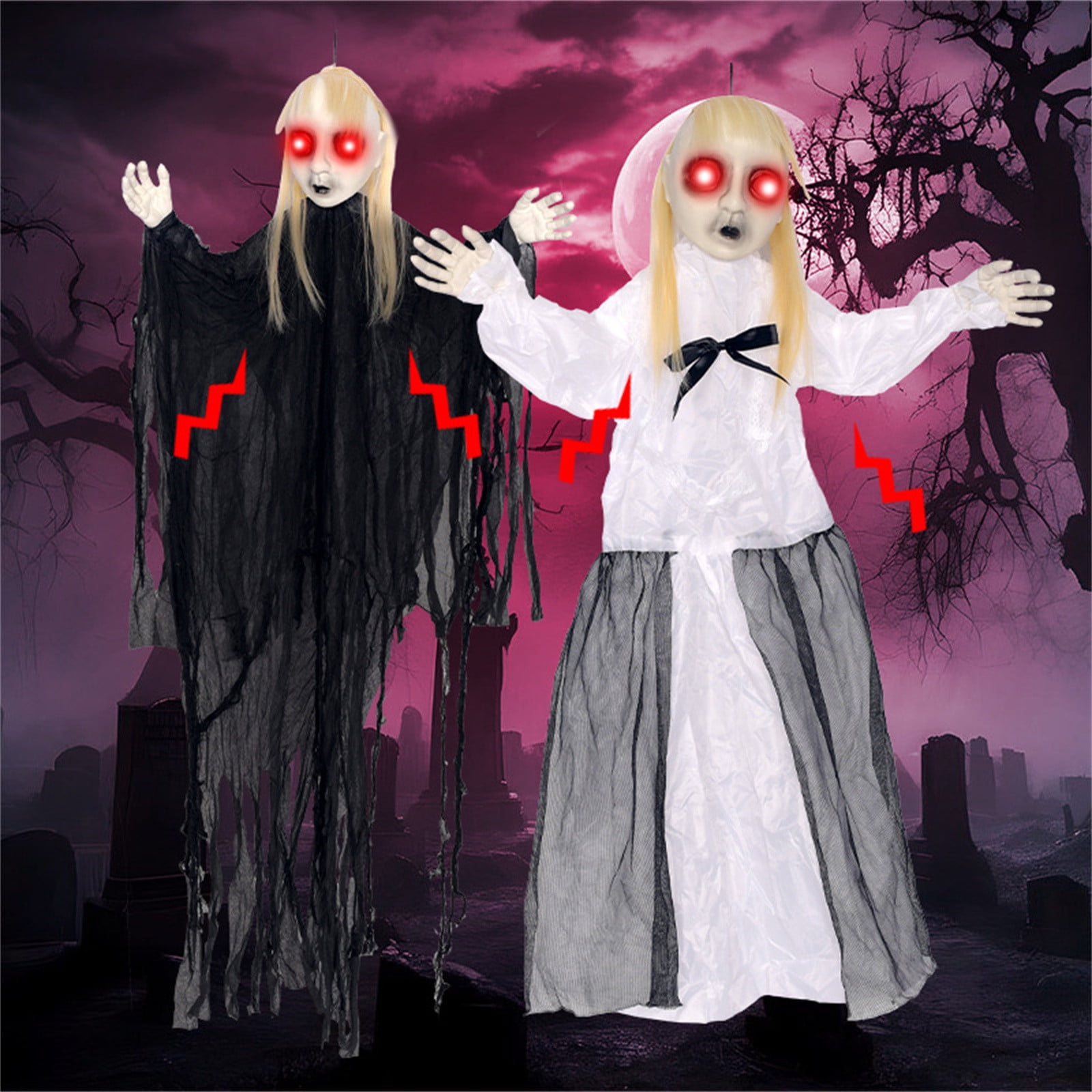 FQNRM Upgraded Halloween Female Ghost Decoration Induction Hanging ...