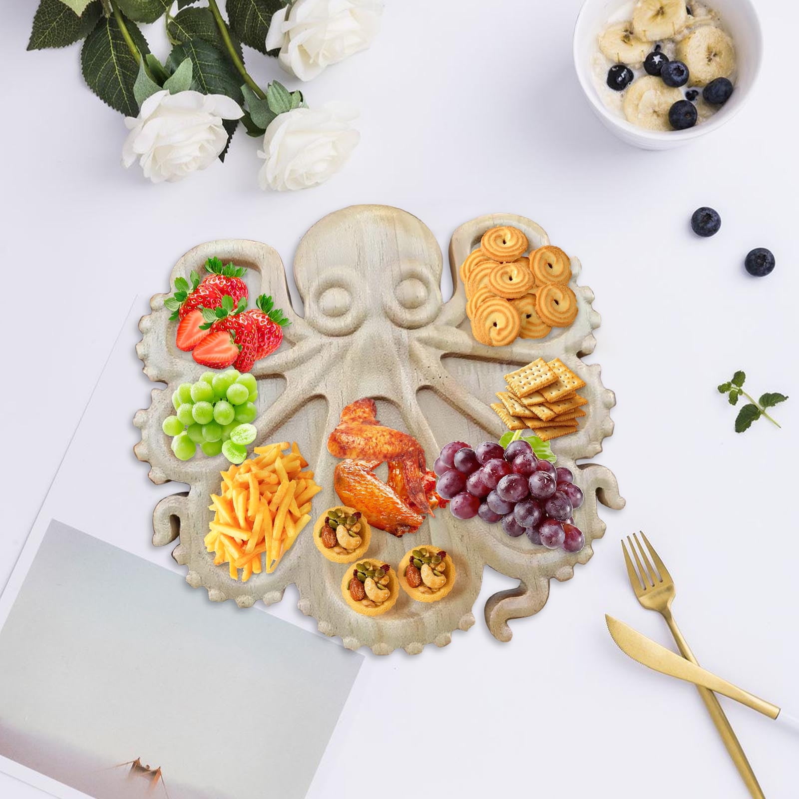 FQNRM Upgraded Octopuses Platter Good For Serving Cold Cuts And Snacks ...