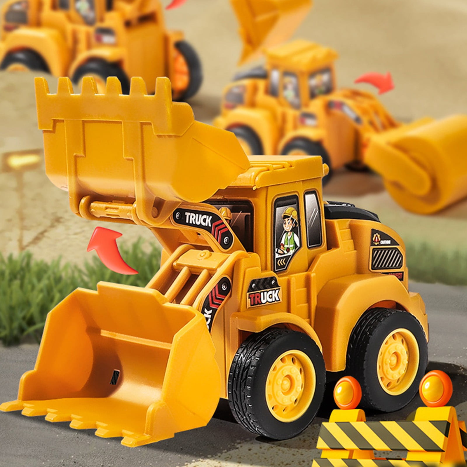 FQNRM Upgraded Press-Activated Engineering Vehicle Toy - Simulated ...