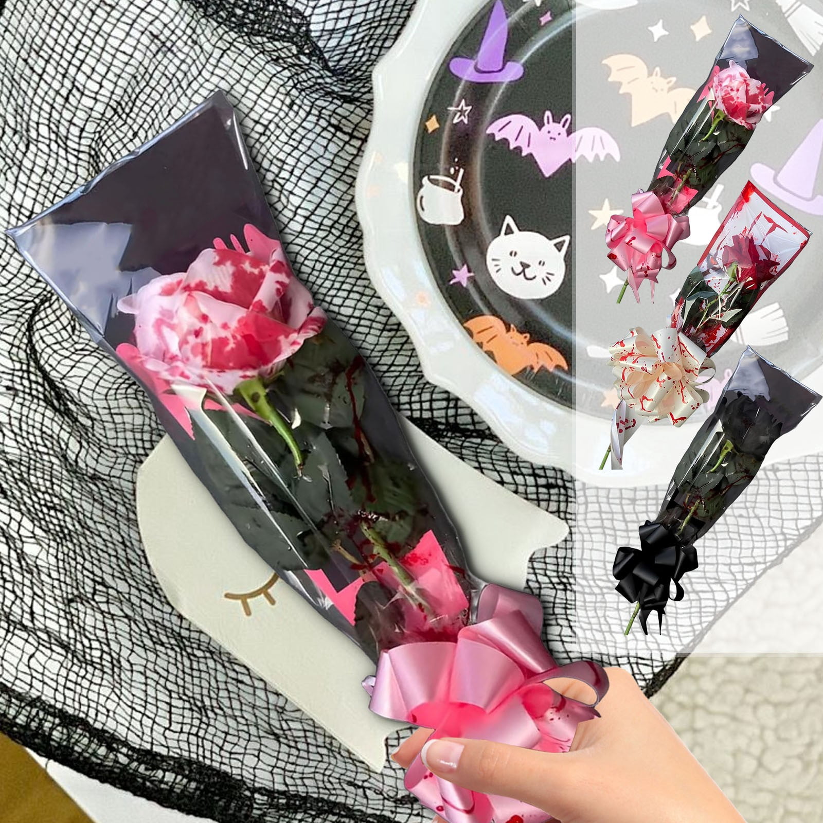 FQNRM Upgraded Rose Bouquet Halloween Horror Blooms Halloween Rose ...