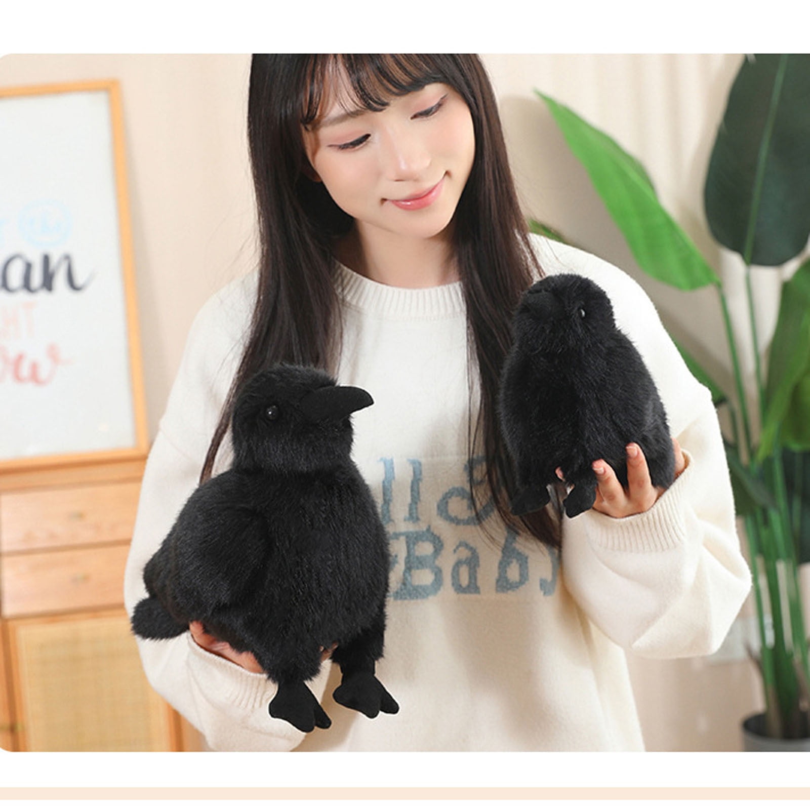 FQNRM Upgraded Simulation Blacks Crow Doll Claw Cute Animals Plushs Toy ...