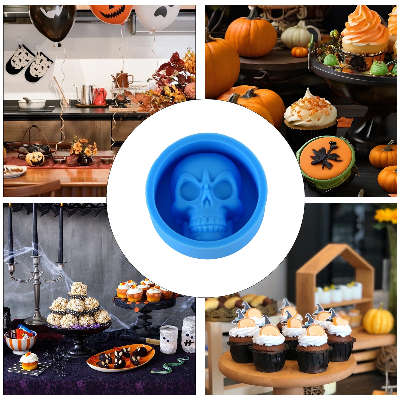 FQNRM Upgraded Three-dimensional Skull Silicone Muffin Cup Cake Cup ...