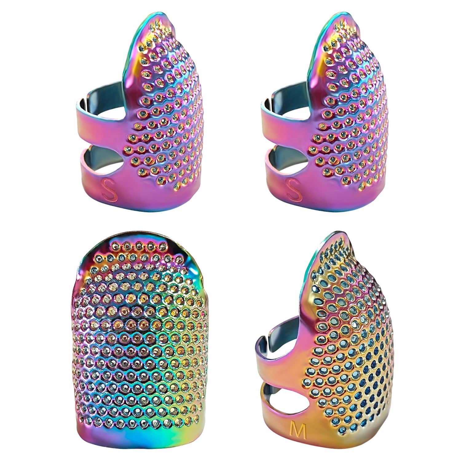FR 4 Pack (2 Sizes, S/M) Sewing Thimble Finger Protector, Adjustable ...