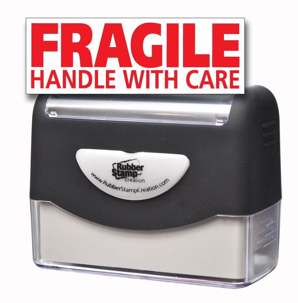 FRAGILE HANDLE WITH CARE Pre-inked Stamp - Red Ink (Large) - Walmart.com