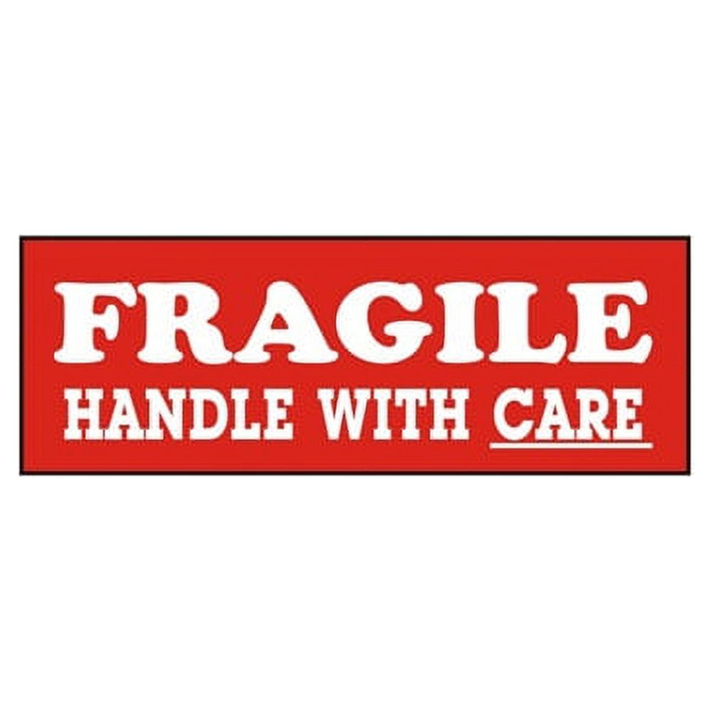 "FRAGILE / HANDLE WITH CARE" Shipping Labels, 4 x 1-1/2 inches, Red ...