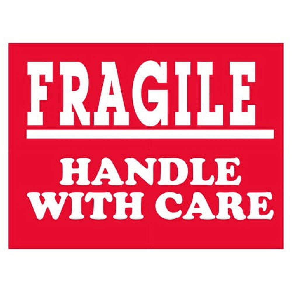 "FRAGILE / HANDLE WITH CARE" Shipping Labels, 4 x 3 inches, Red & White ...