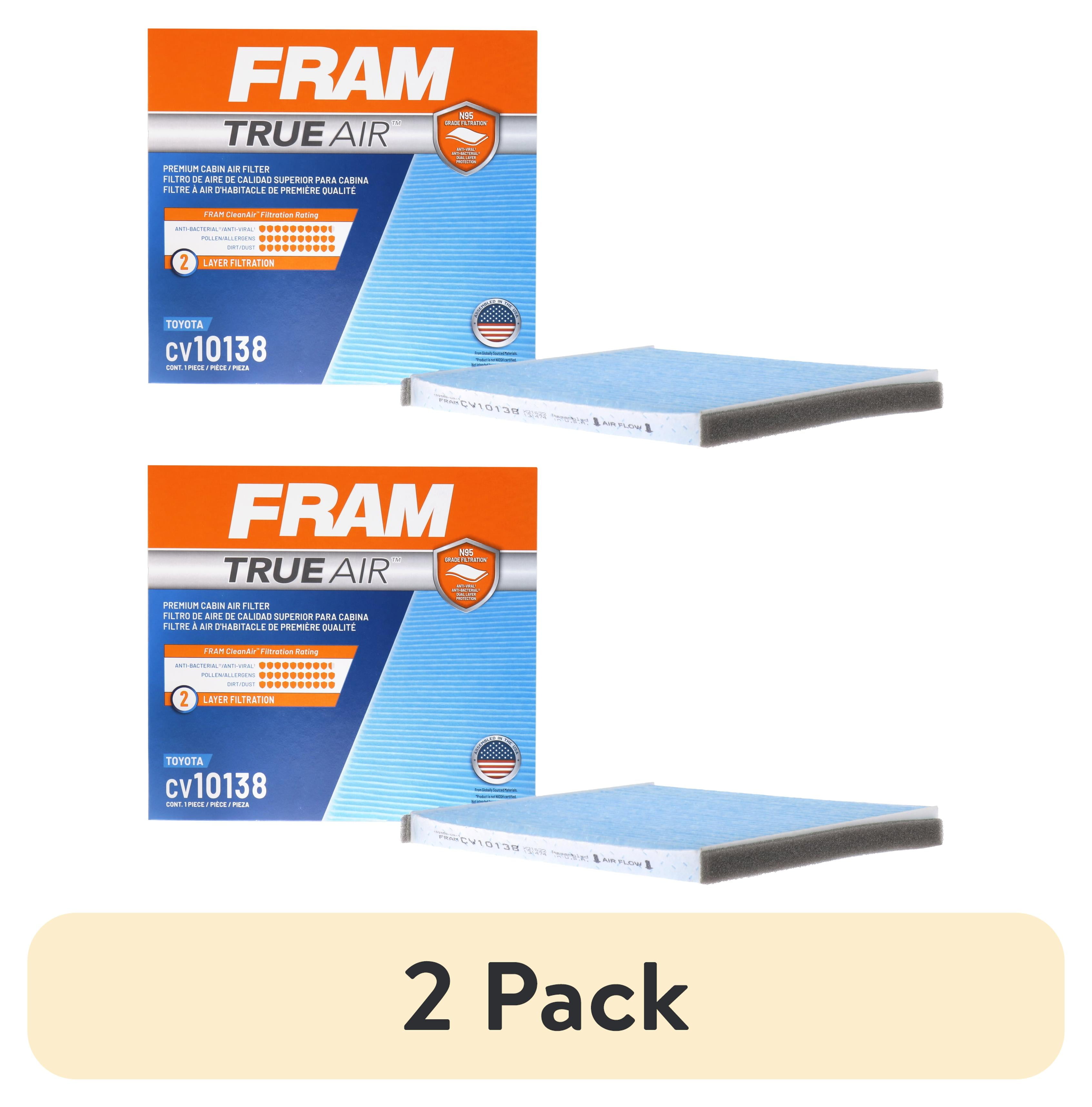 (2 pack) FRAM CV10138 TrueAir Premium Cabin Air Filter with N95 Grade ...