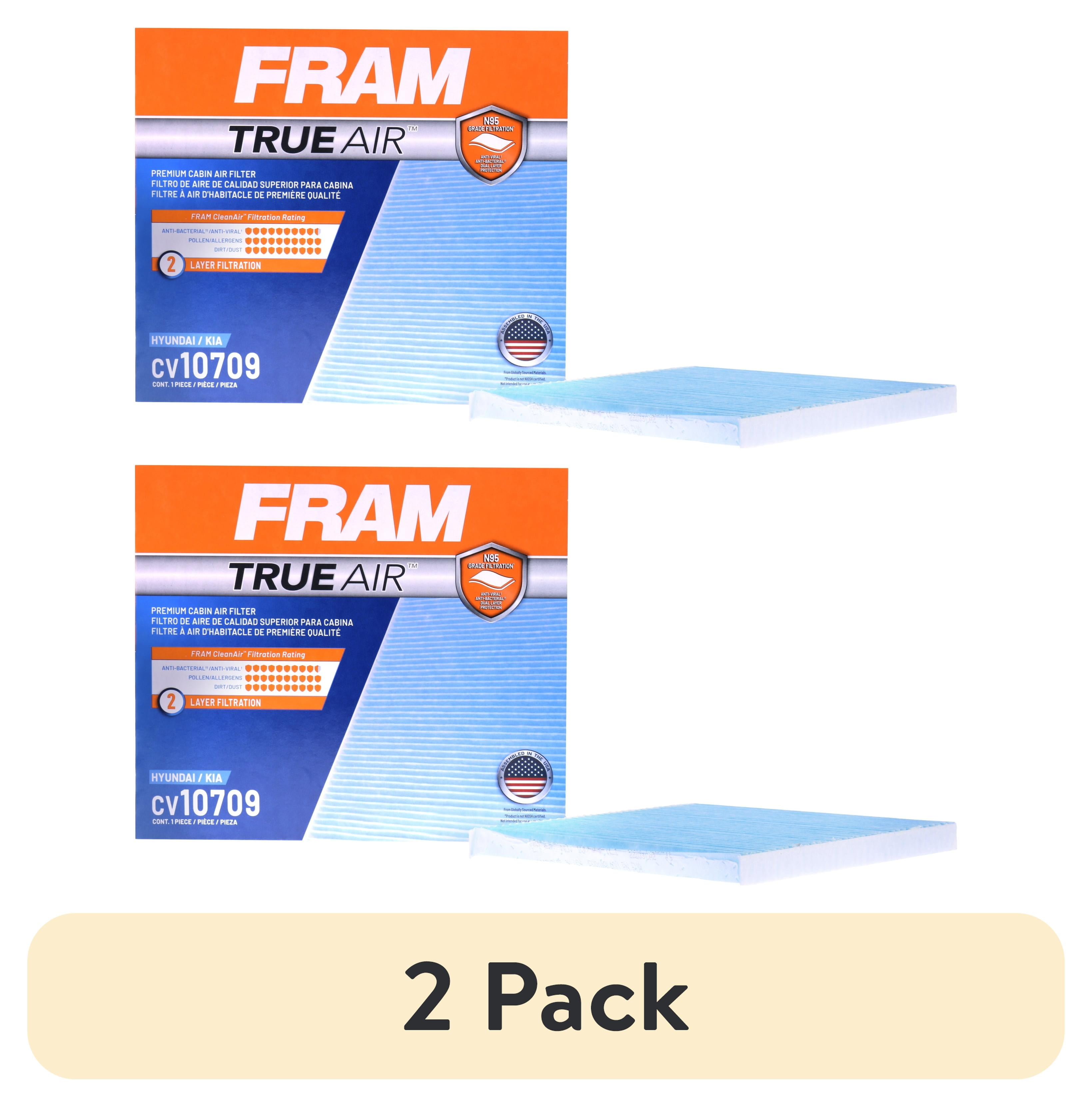 (2 pack) FRAM CV10709 TrueAir Premium Cabin Air Filter with N95 Grade ...