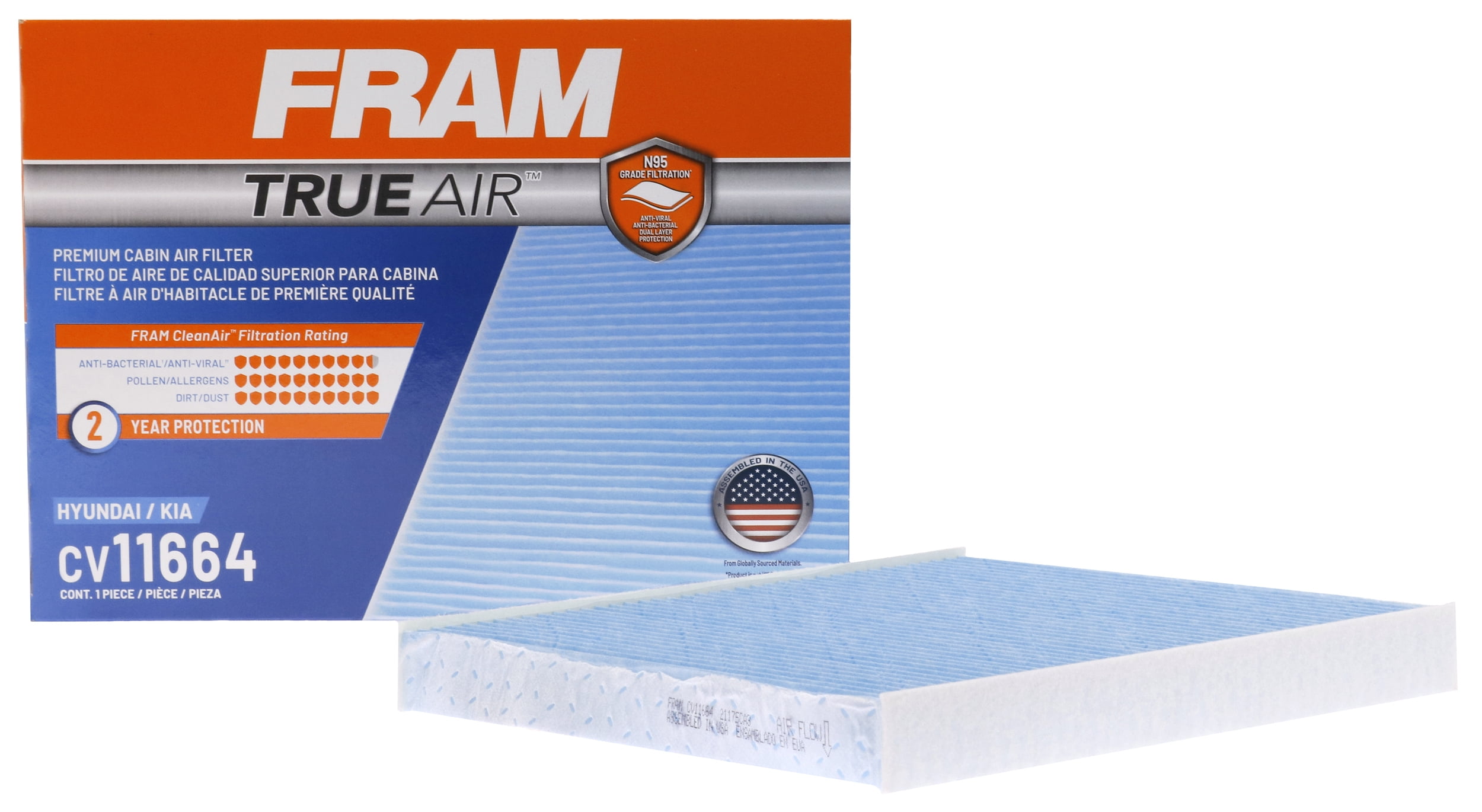 FRAM CV11664 TrueAir Premium Cabin Air Filter with N95 Grade Filter ...