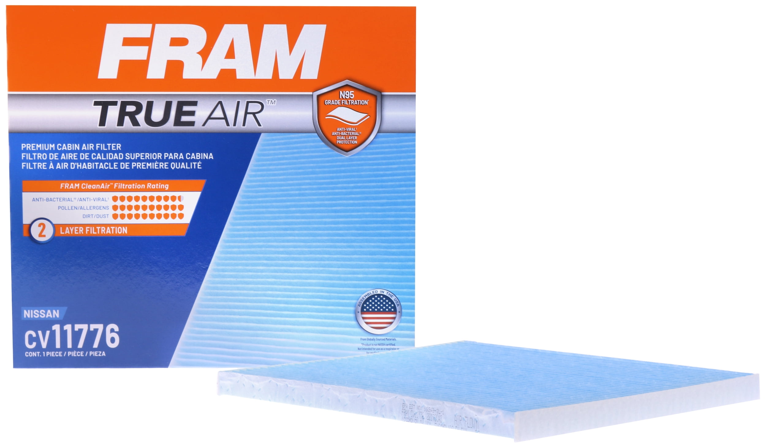 FRAM CV11776 TrueAir Premium Cabin Air Filter with N95 Grade Filter ...