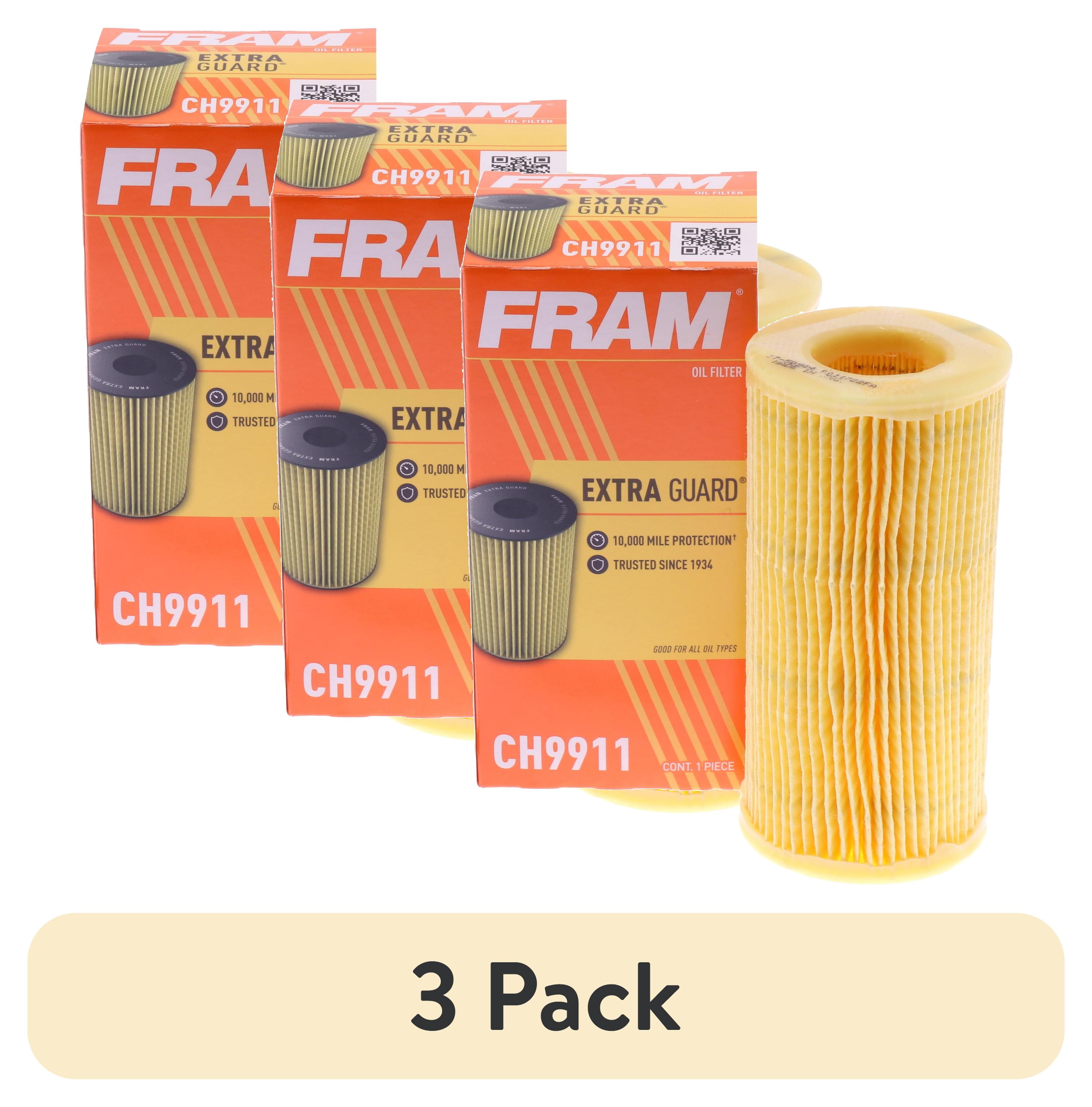 (3 pack) FRAM Extra Guard Filter, CH9911, 10K mile Filter for Select ...