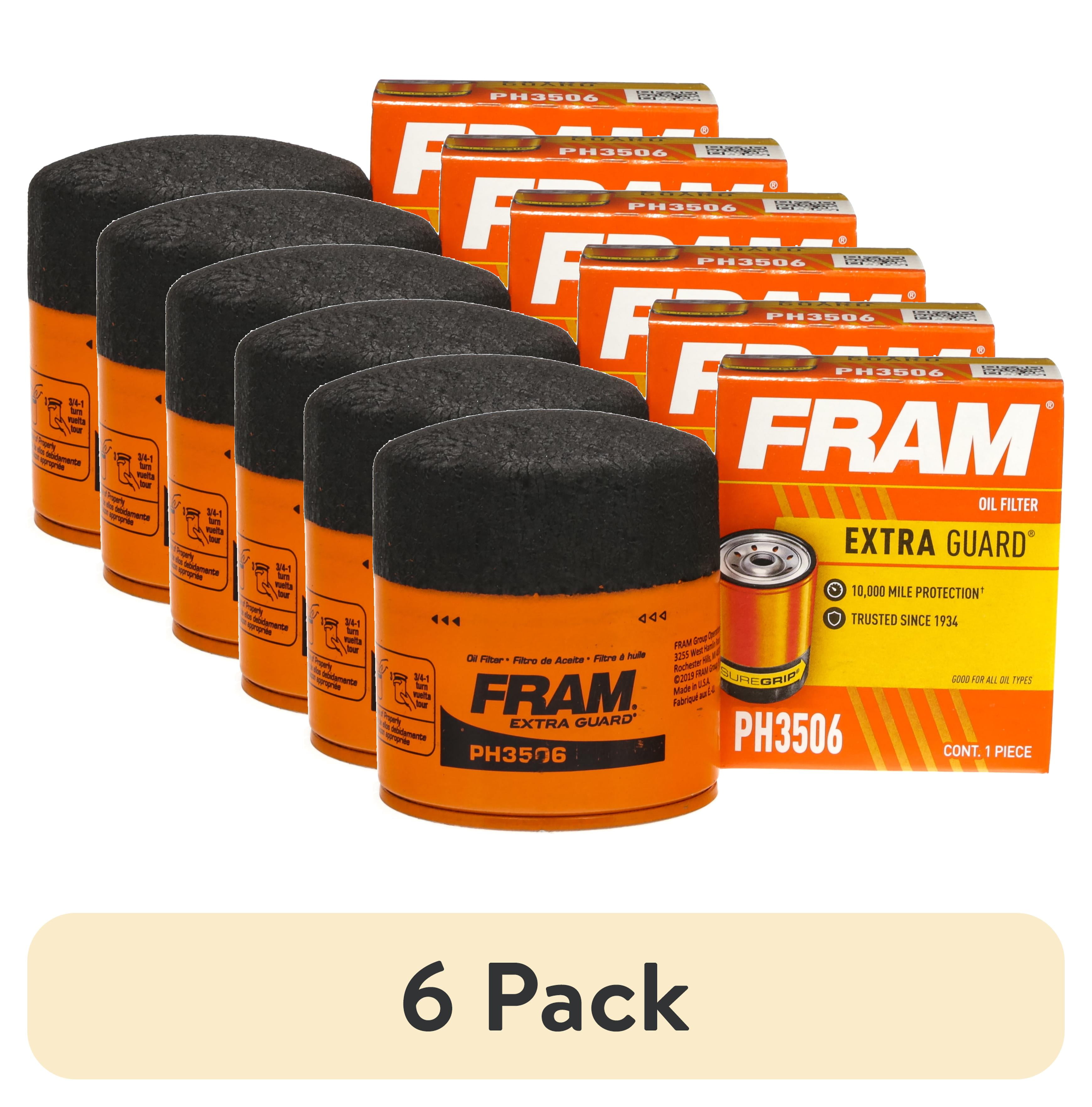 (6 pack) FRAM Extra Guard Oil Filter, PH3506, 10K Miles, Replacement ...