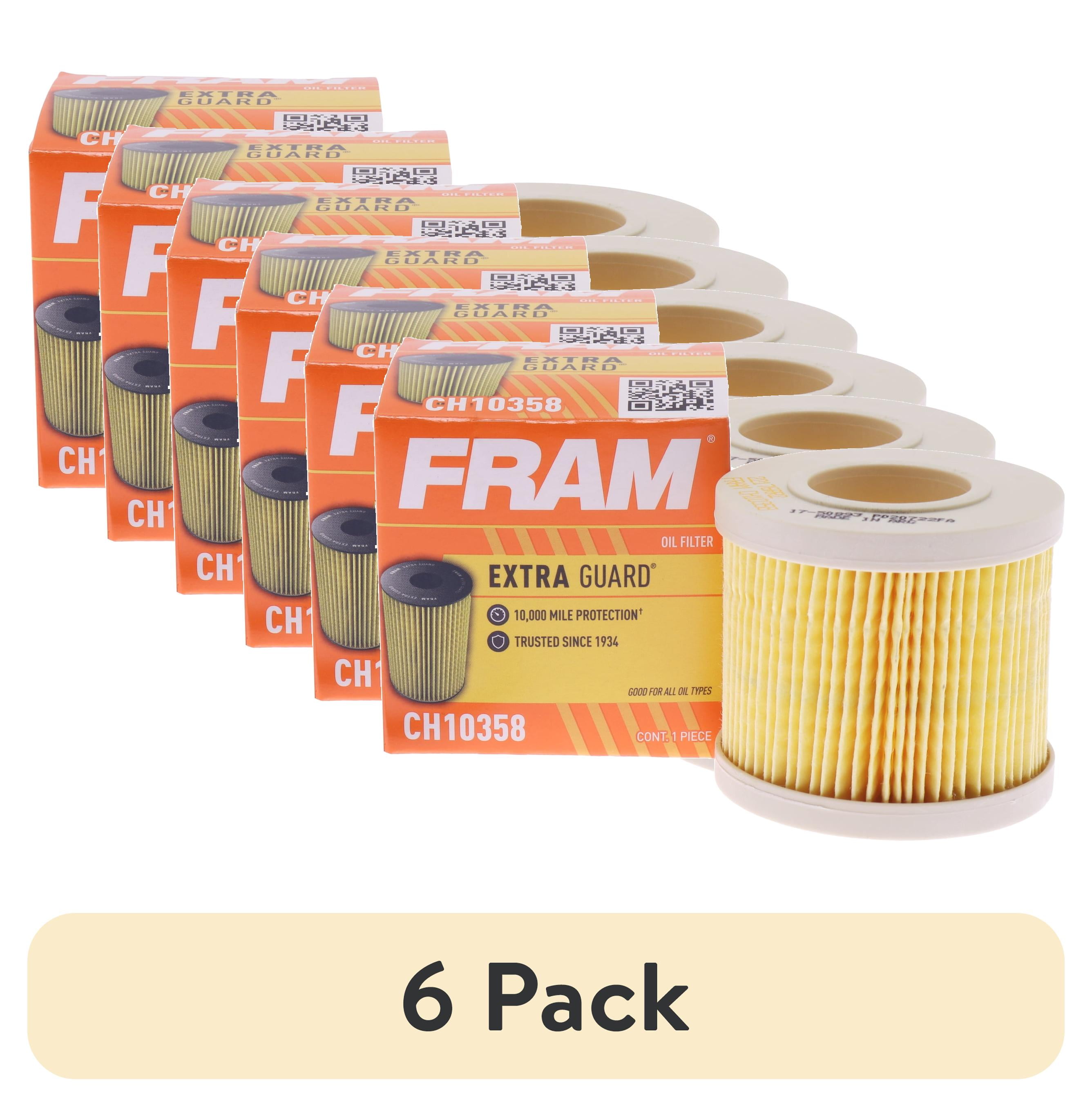 (6 pack) FRAM Extra Guard Oil Filter, CH10358, 10K Miles, Replacement ...