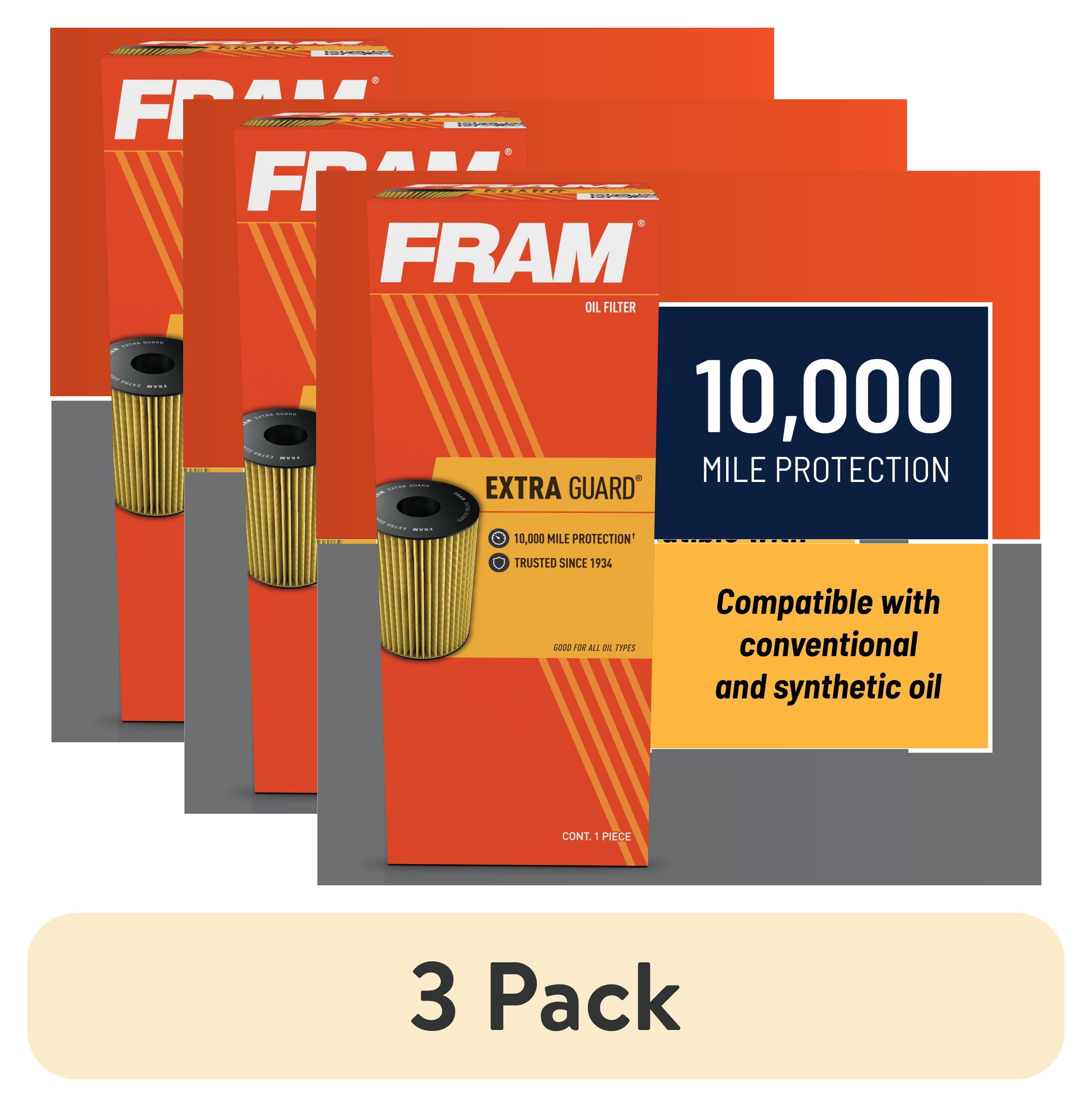 (3 pack) FRAM Extra Guard Oil Filter, CH9018, 10K Miles, Replacement ...