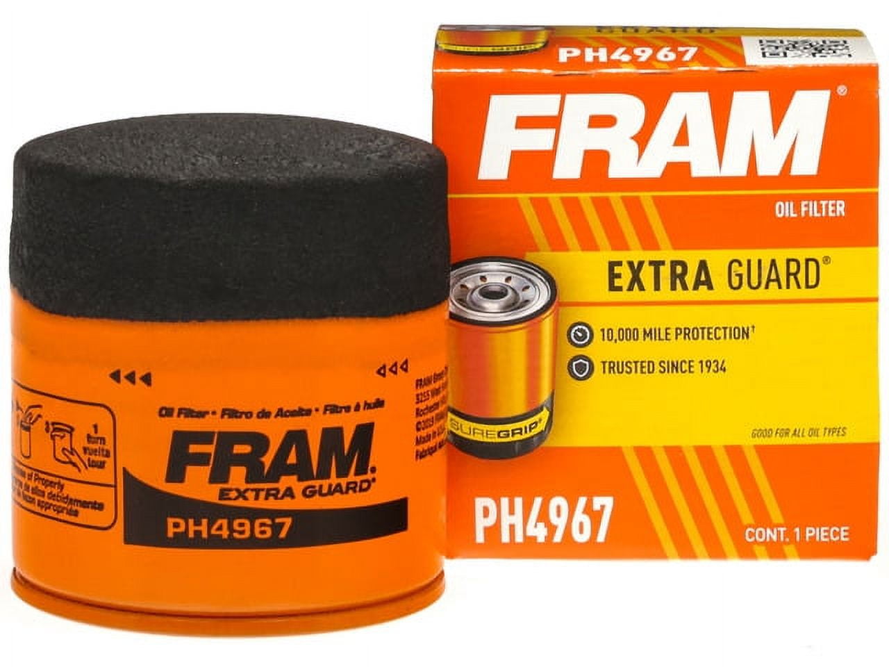FRAM Extra Guard Oil Filter, PH4967, 10K Miles, Replacement Oil Filter ...