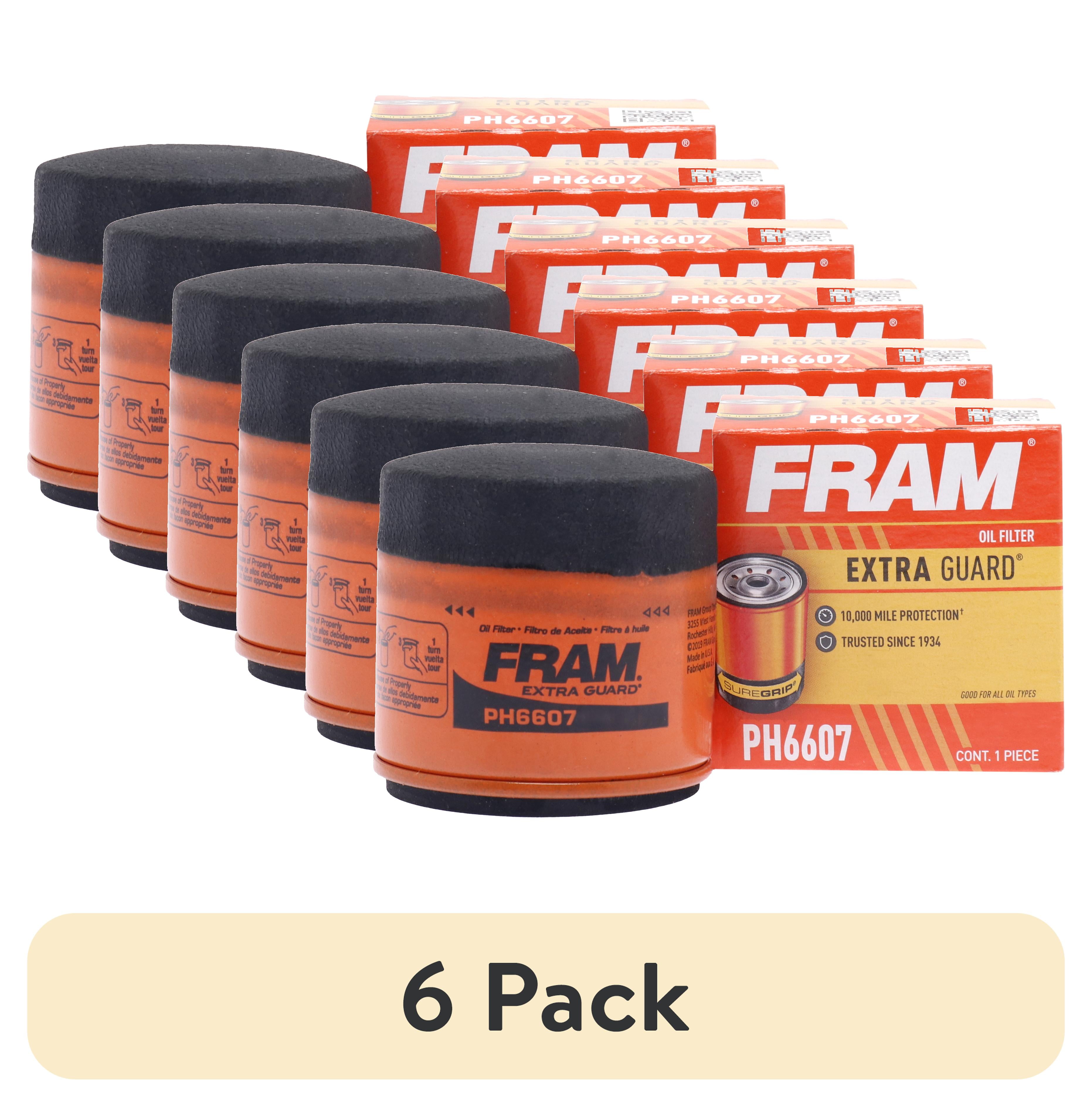 (6 pack) FRAM Extra Guard Oil Filter, PH6607, 10K Miles, Replacement Oil Filter Fits Select ...