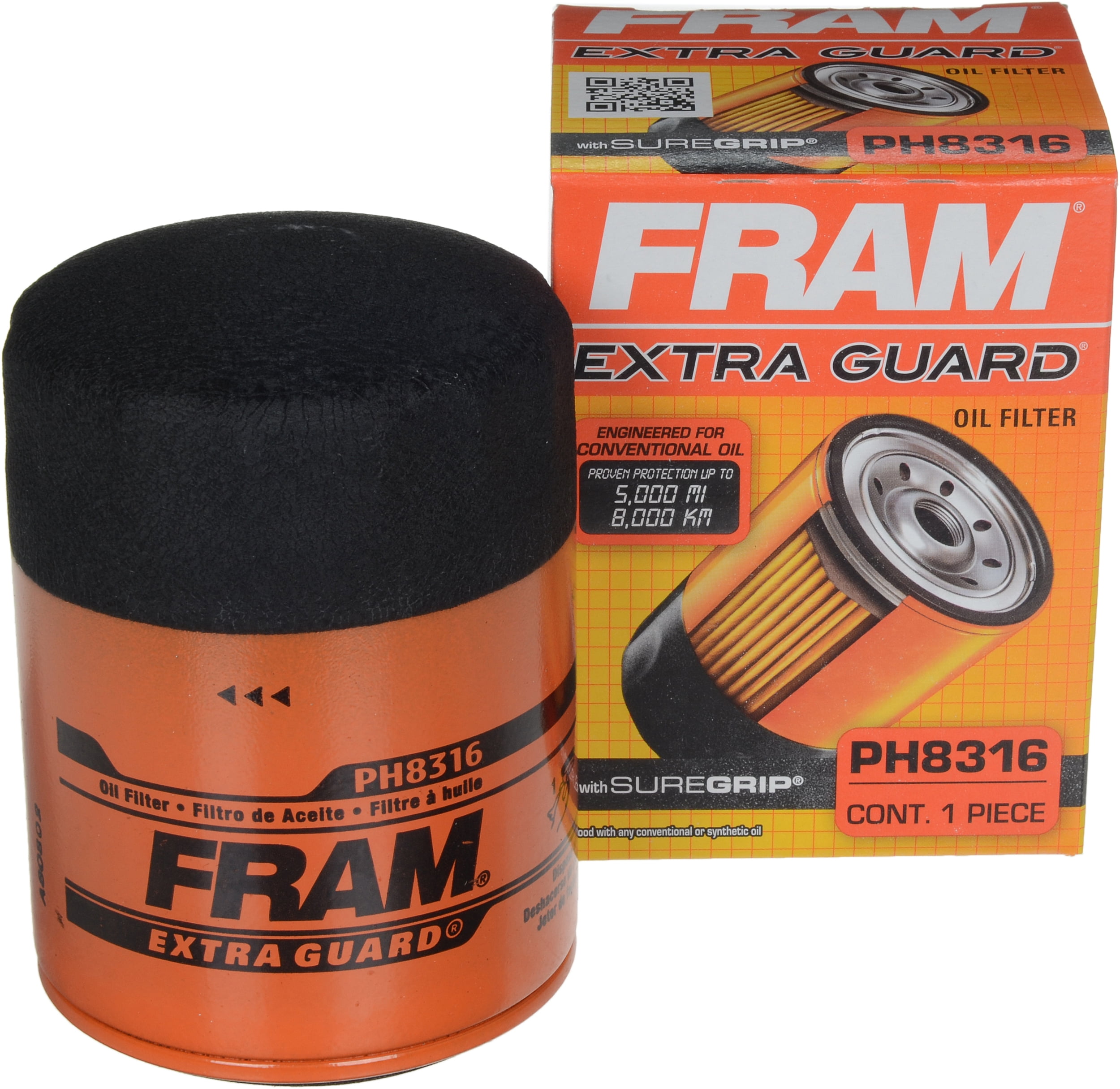 FRAM Extra Guard Oil Filter, PH8316, 10K Miles, Replacement Oil Filter ...