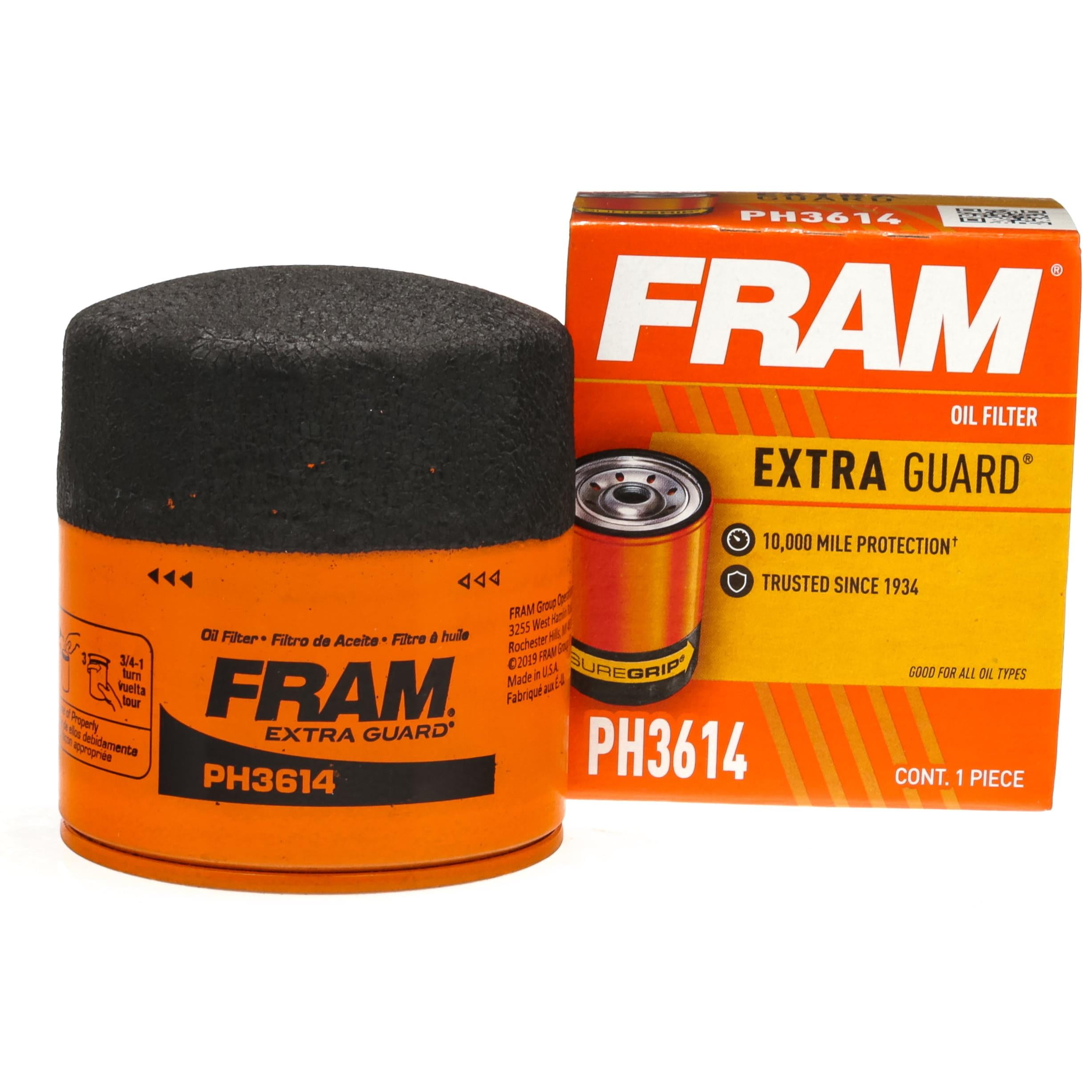 FRAM Extra Guard PH3614 Motor Oil Filter Fits Various Cars, 2 Pack ...