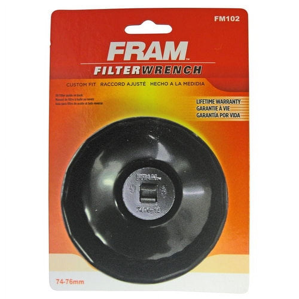 FRAM FM 102 Oil Filter Cap Wrench, 74mm - 76mm, 15 Flutes Square Drive ...