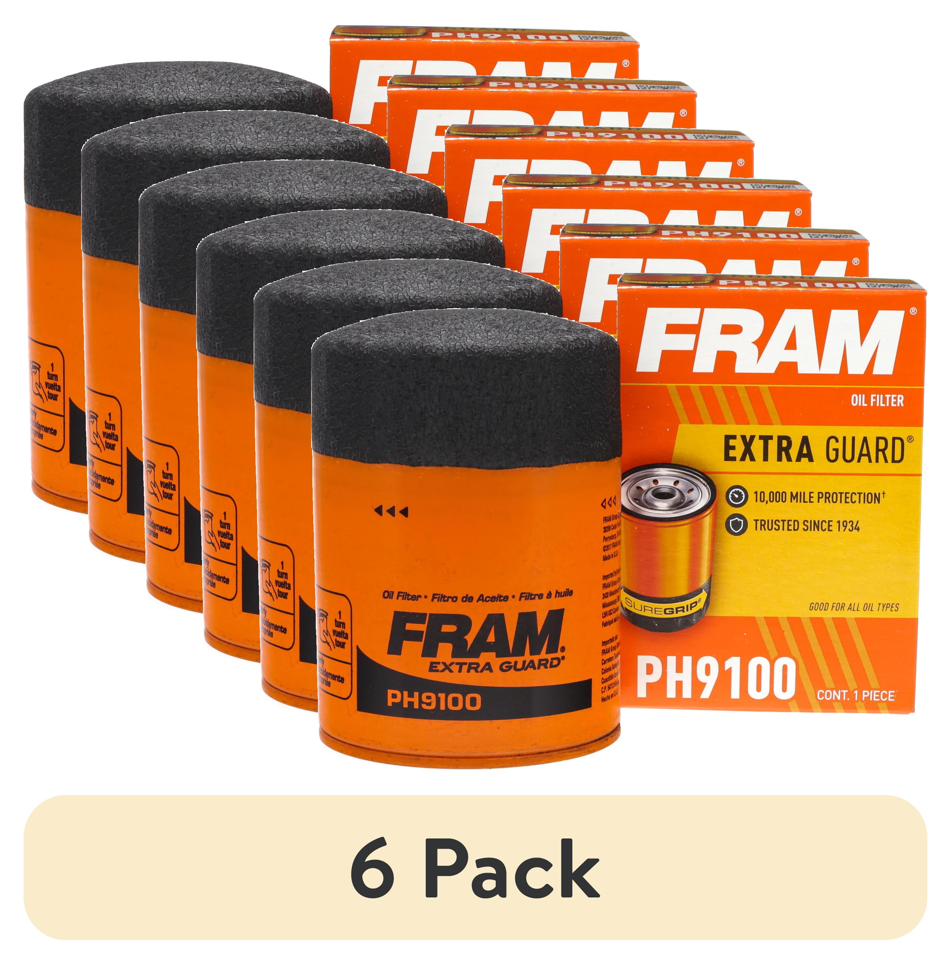 (6 pack) FRAM Extra Guard Oil Filter, PH9100, 10K Miles, Replacement ...